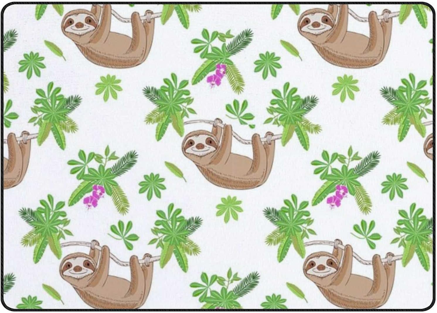 SKYSONIC Lightweight Soft Area Rugs Sloth in Jungle Floor Carpet Mat ...