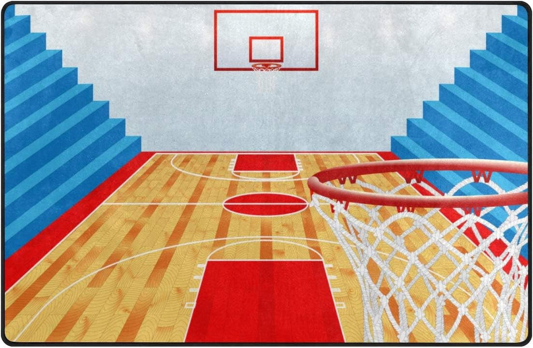 SKYSONIC Lightweight Soft Area Rugs Small Basketball Arena Floor Mat ...