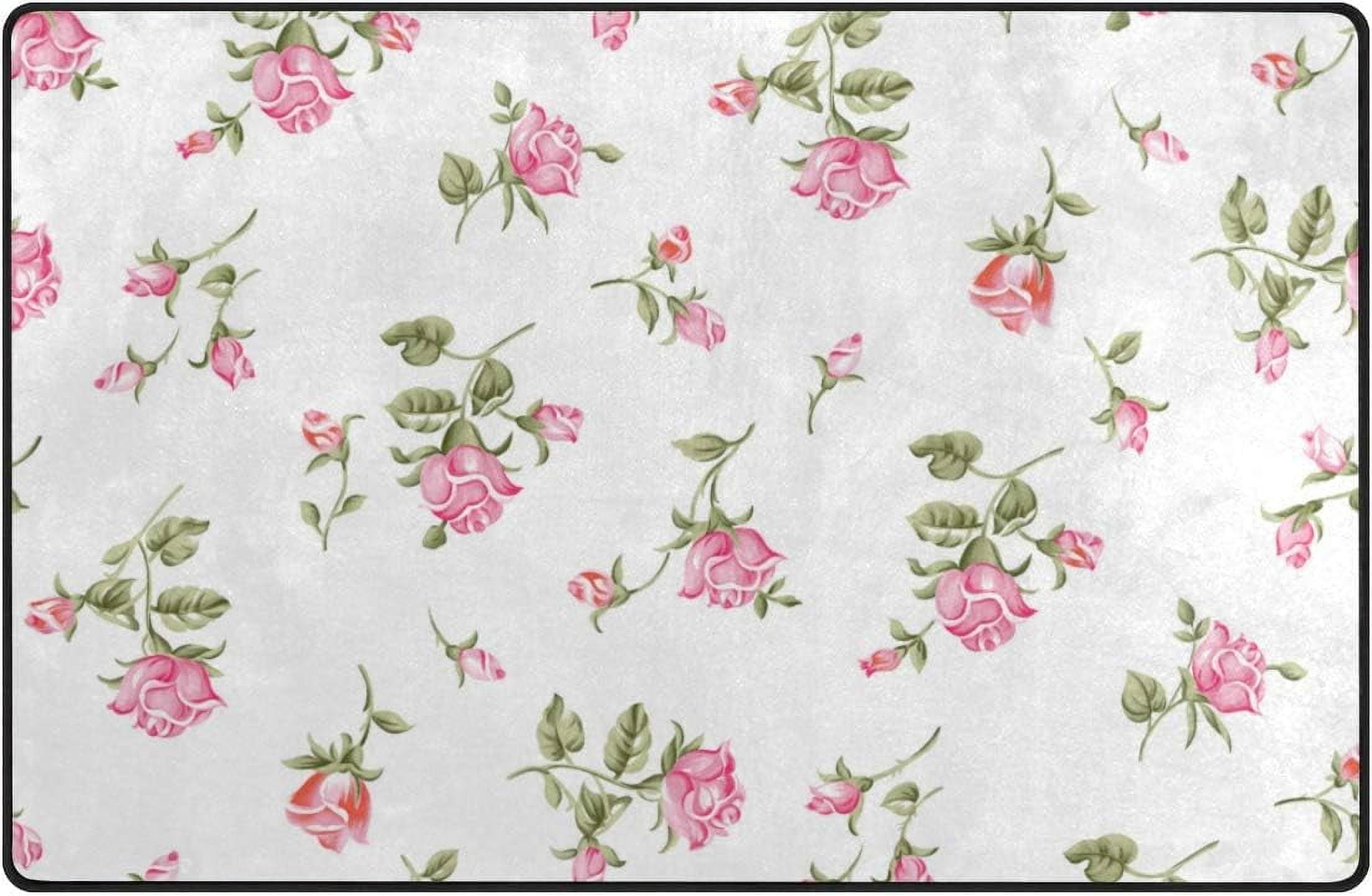 SKYSONIC Lightweight Soft Area Rugs Small Flower Pattern Design Floor ...