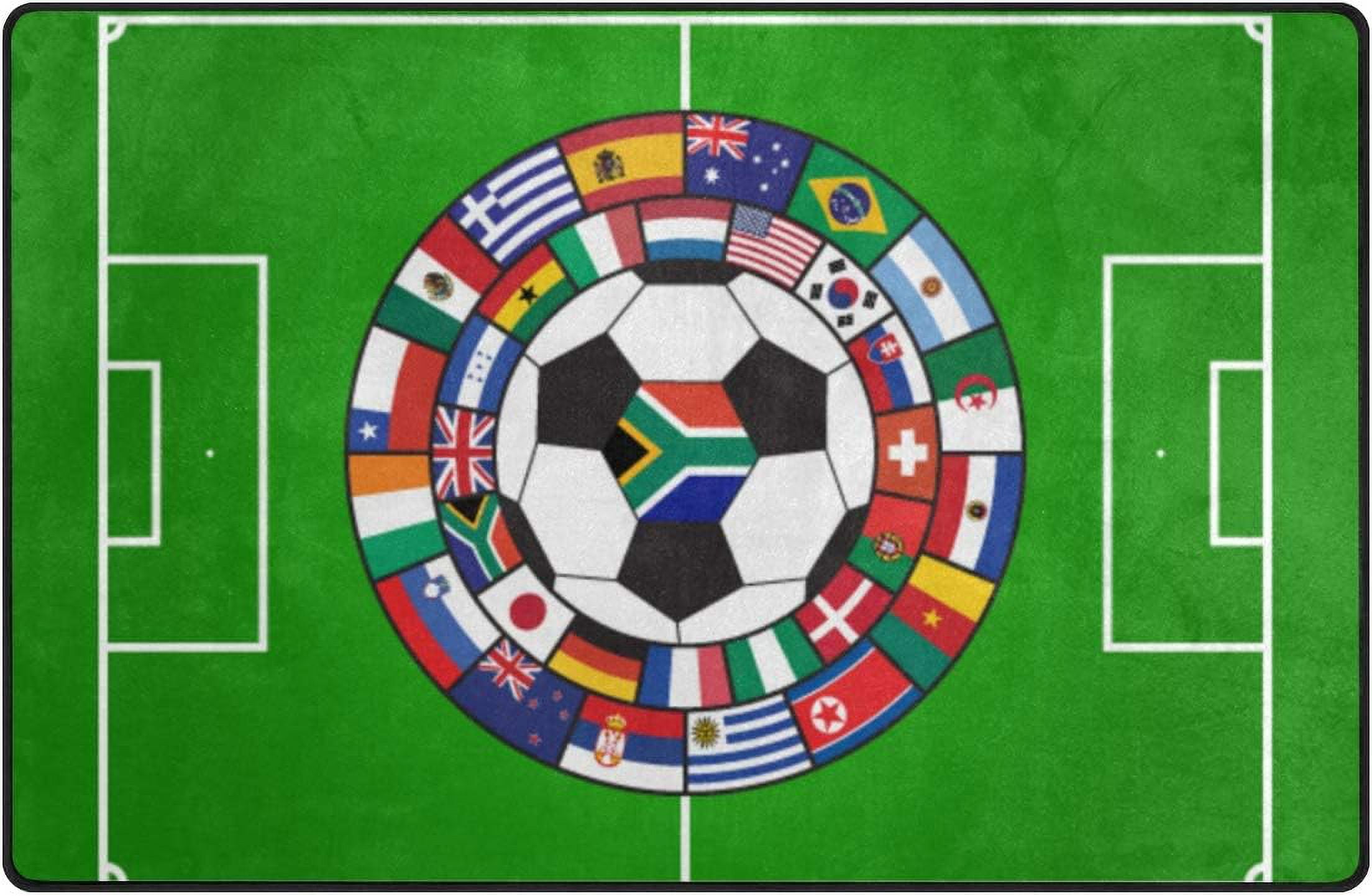 SKYSONIC Lightweight Soft Area Rugs Soccer Field with The Ball and ...