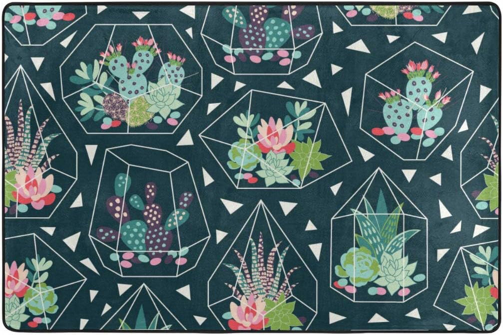 SKYSONIC Lightweight Soft Area Rugs Succulents and Cactuses Floor Mat ...