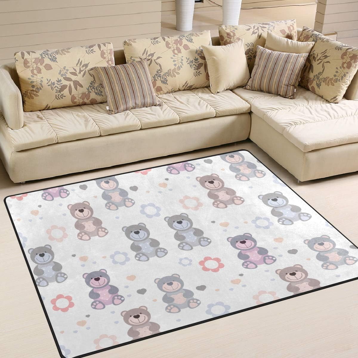 SKYSONIC Lightweight Soft Area Rugs Toy Teddy Bears Floor Mat for Kids ...