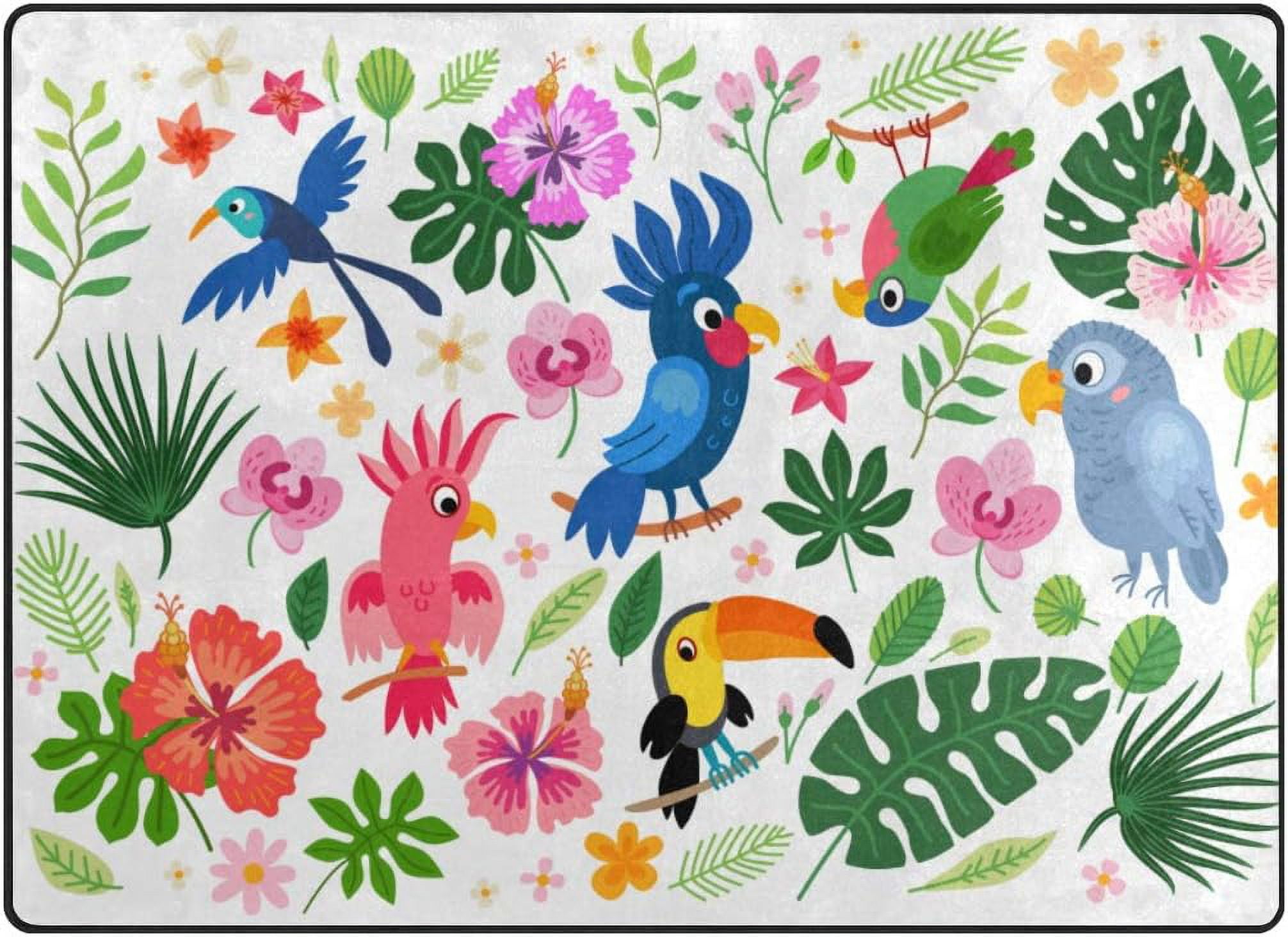 SKYSONIC Lightweight Soft Area Rugs Tropical Jungle Party Floor Mat for ...