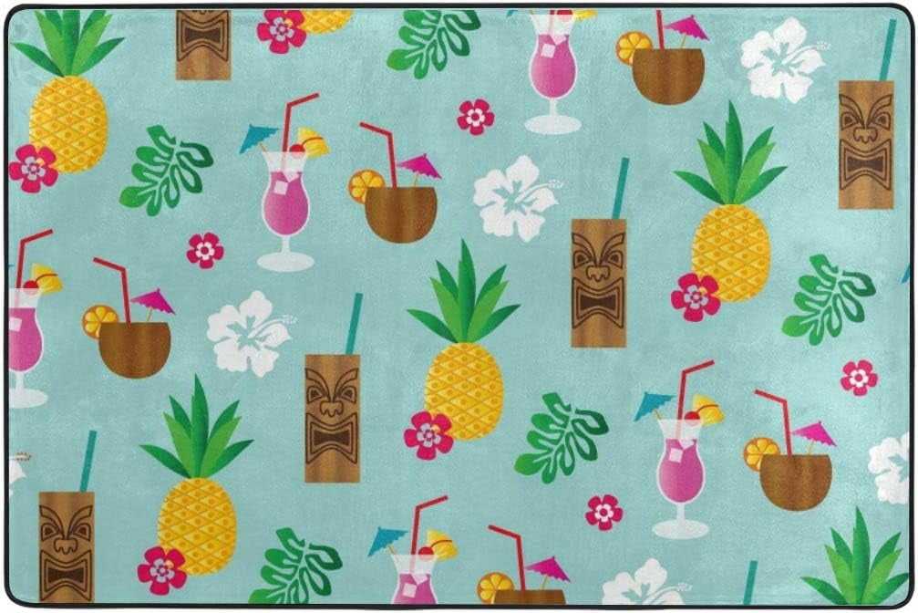 SKYSONIC Lightweight Soft Area Rugs Tropical Tiki Drinks Floor Mat for ...