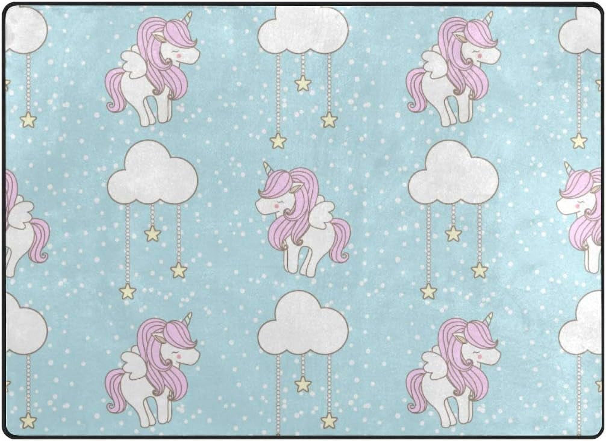 SKYSONIC Lightweight Soft Area Rugs Unicorn with Cloud and Star Floor ...