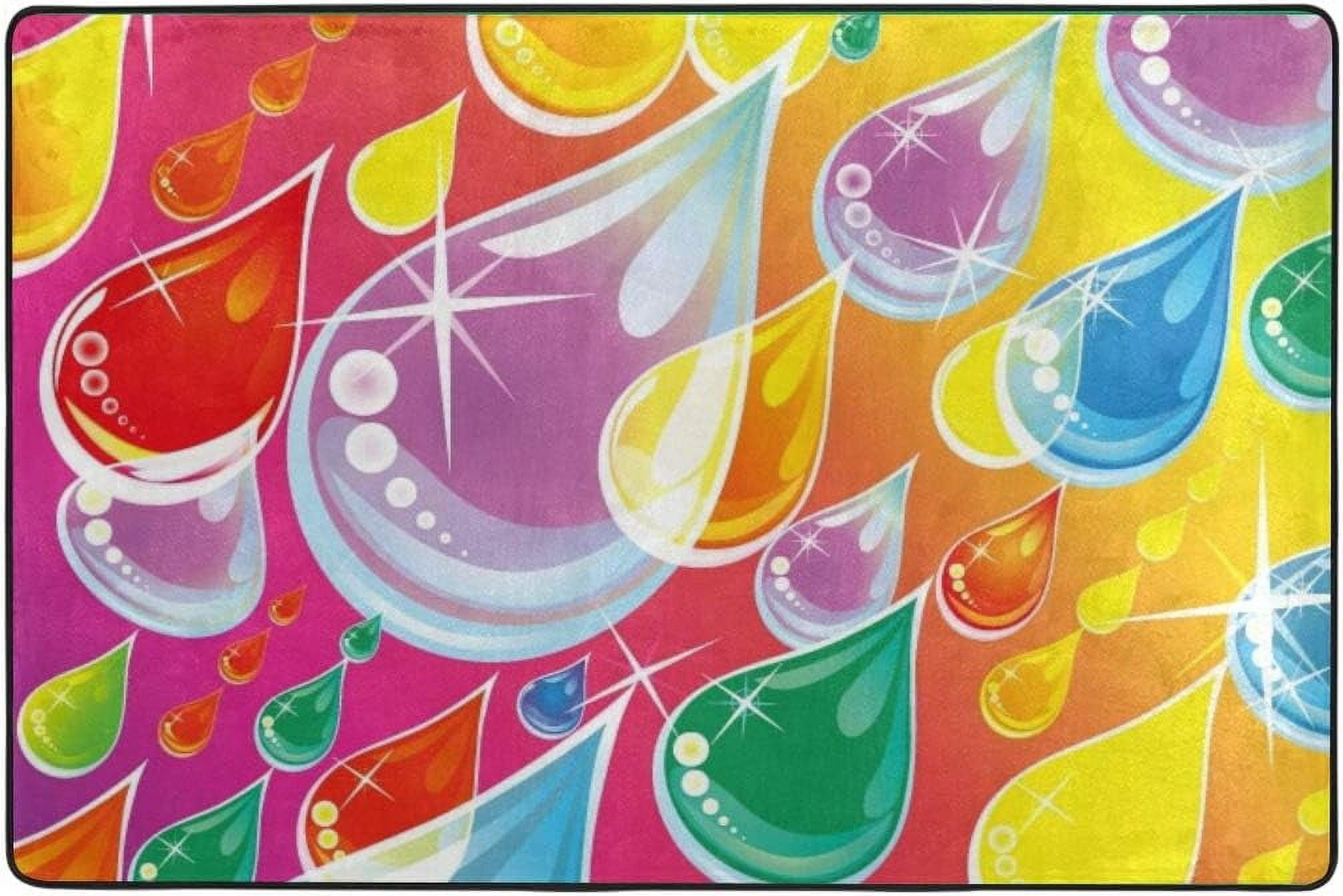 SKYSONIC Lightweight Soft Area Rugs Varicolored Drop On Rainbow Floor ...