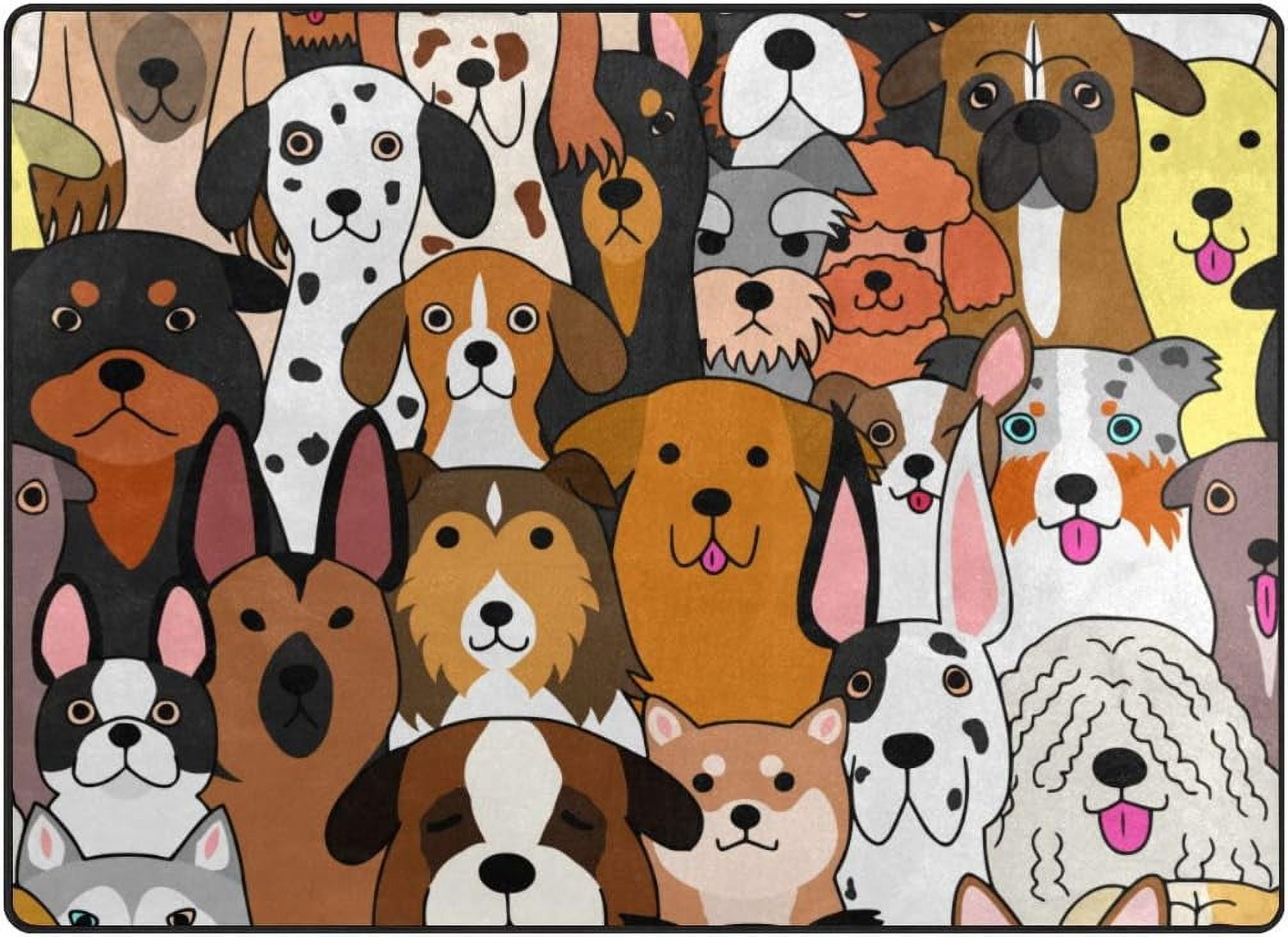 SKYSONIC Lightweight Soft Area Rugs Various Cute Dogs Floor Mat for ...