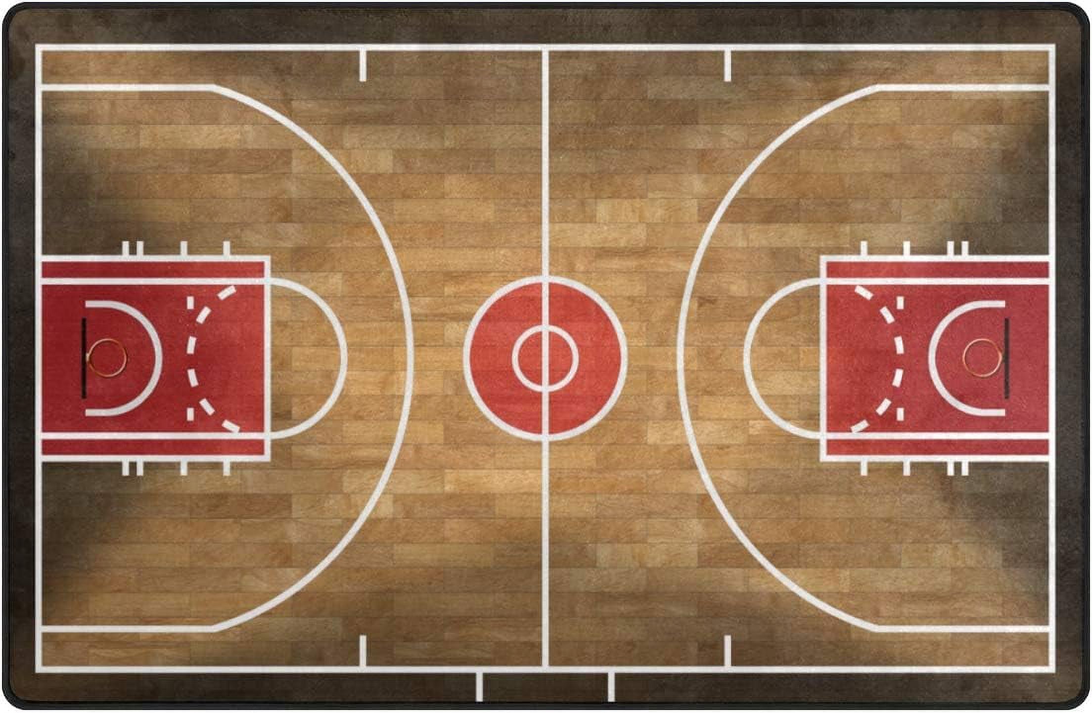 SKYSONIC Lightweight Soft Area Rugs Vintage Hardwood Basketball Court ...