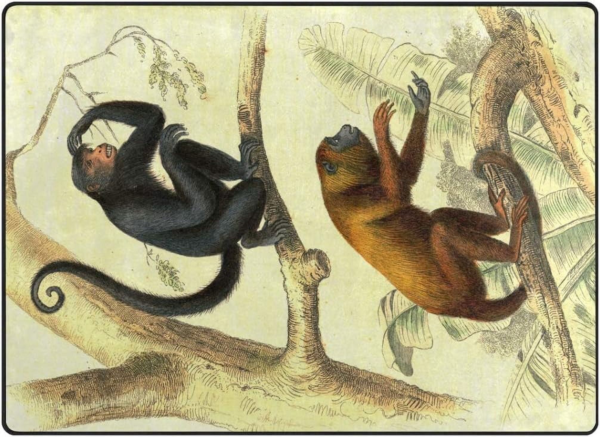 SKYSONIC Lightweight Soft Area Rugs Vintage Monkeys Tree Floor Mat for ...