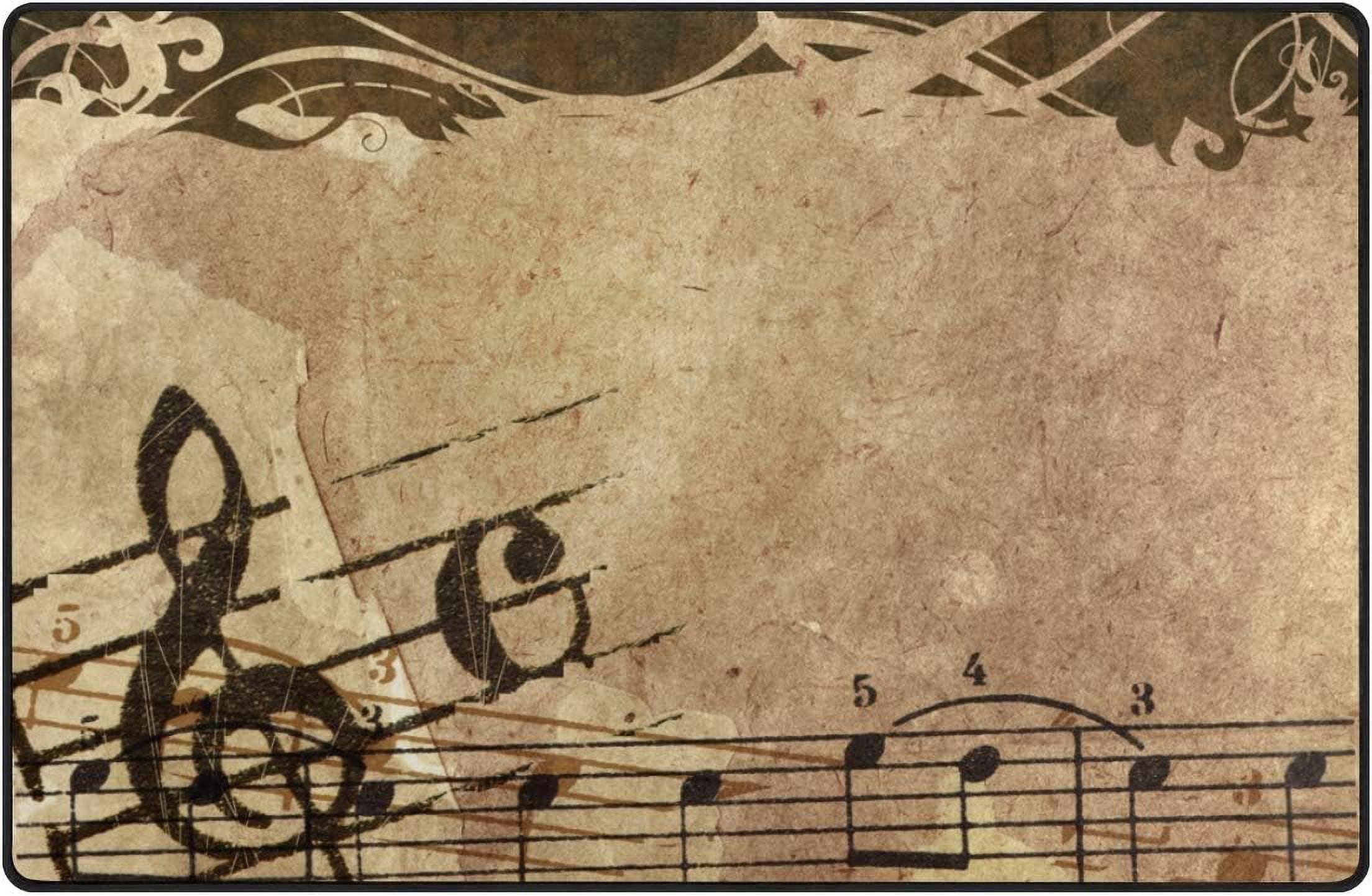 SKYSONIC Lightweight Soft Area Rugs Vintage Music Notes Floor Mat for ...