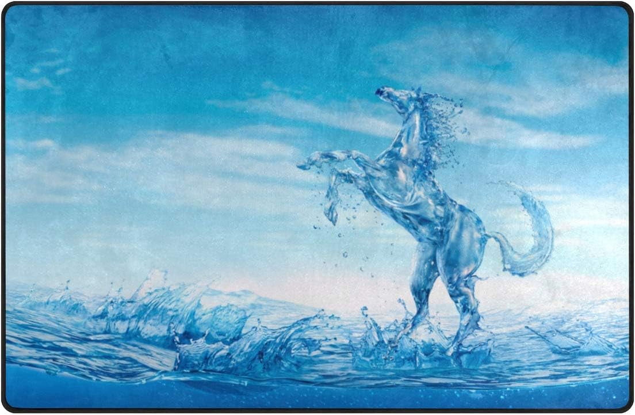 SKYSONIC Lightweight Soft Area Rugs Water Horse Out of Splashes Floor ...