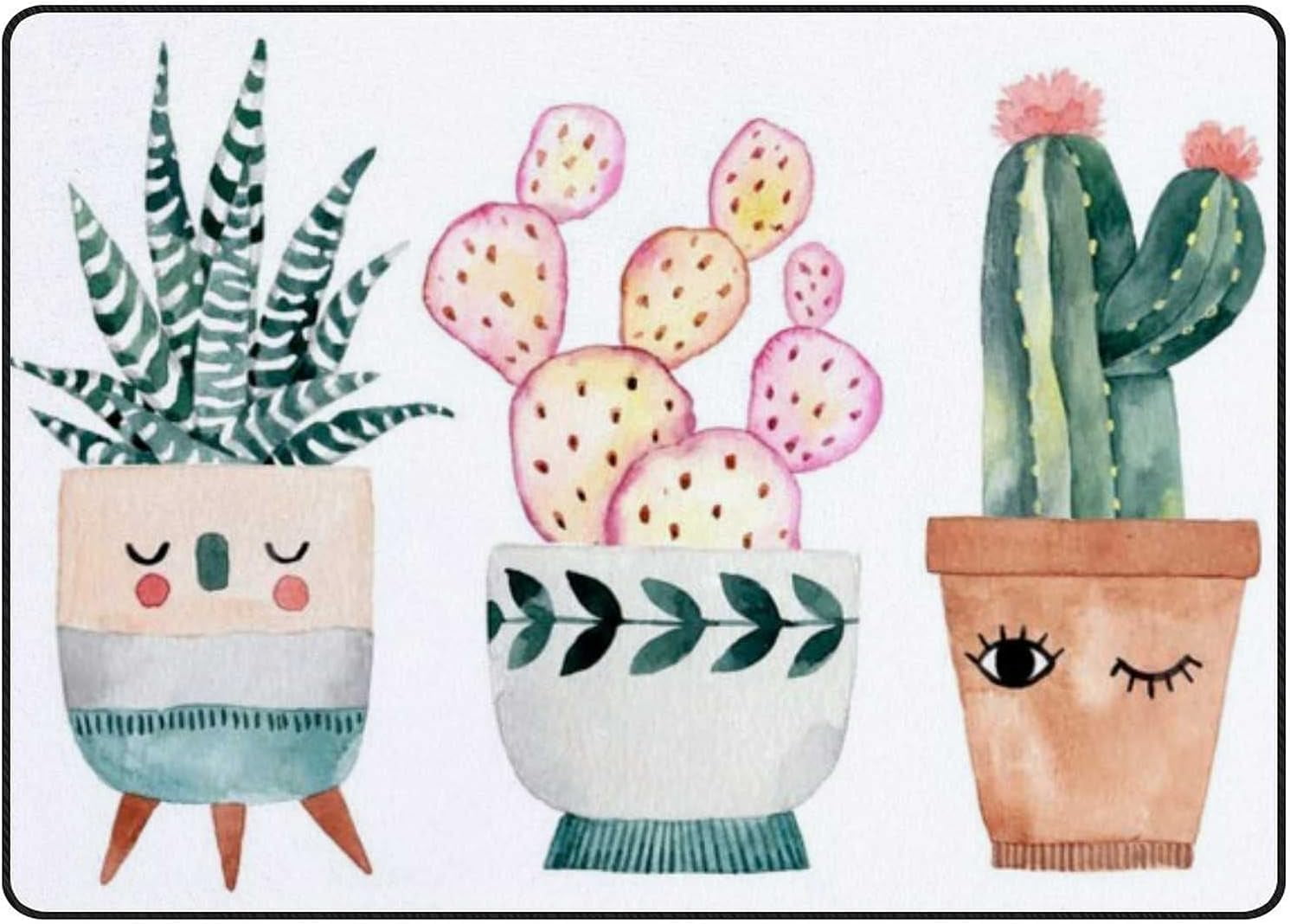 SKYSONIC Lightweight Soft Area Rugs Watercolor Cactus and Succulents ...