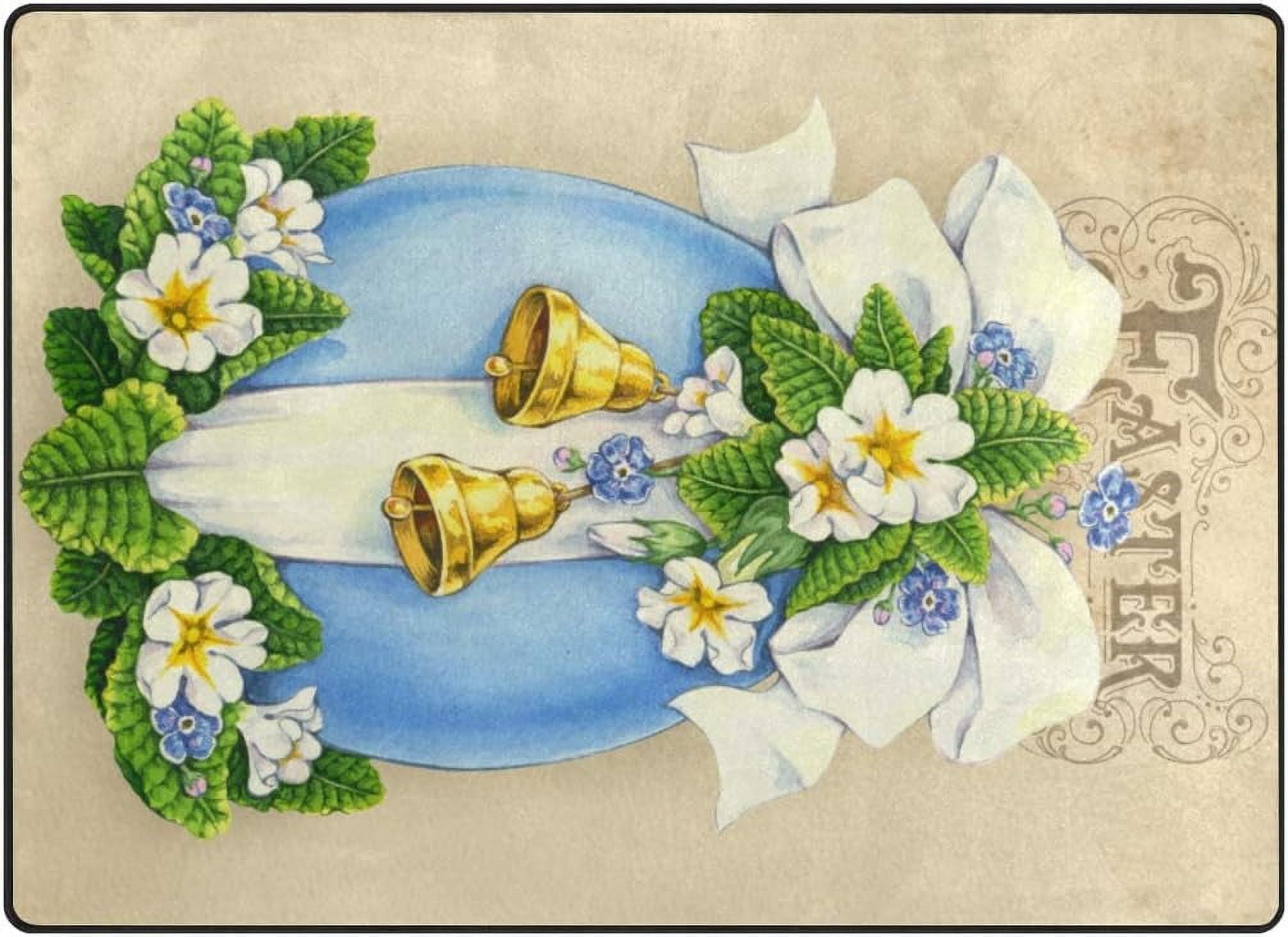 SKYSONIC Lightweight Soft Area Rugs Watercolor Easter Egg Floor Mat for ...