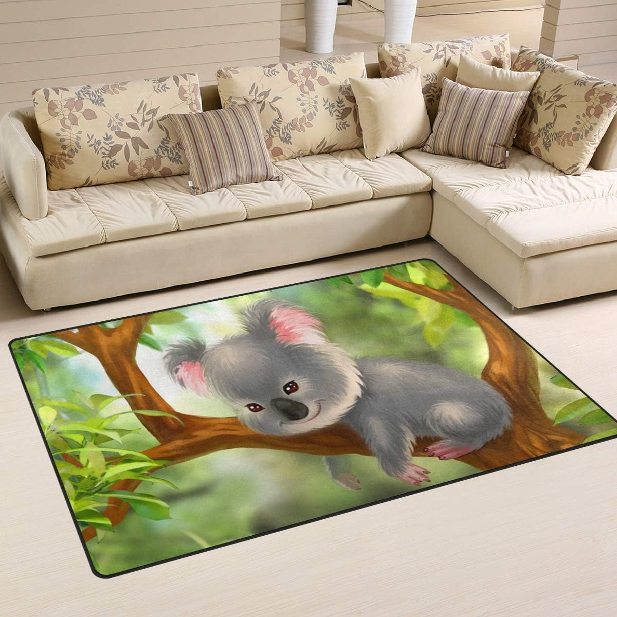 SKYSONIC Lightweight Soft Area Rugs Watercolor Koala On Tree Floor Mat ...