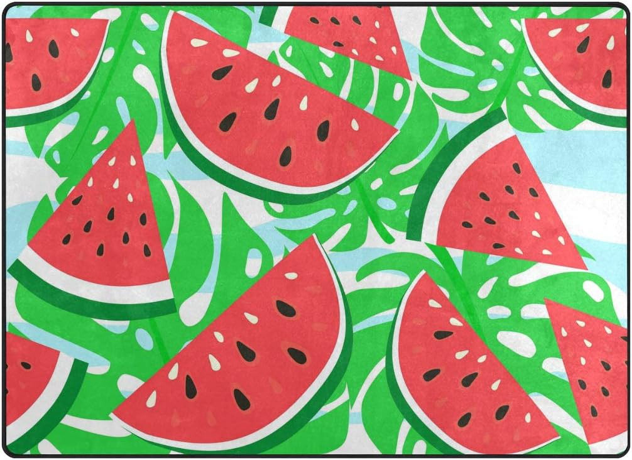SKYSONIC Lightweight Soft Area Rugs Watermelon with Green Leaves Floor ...