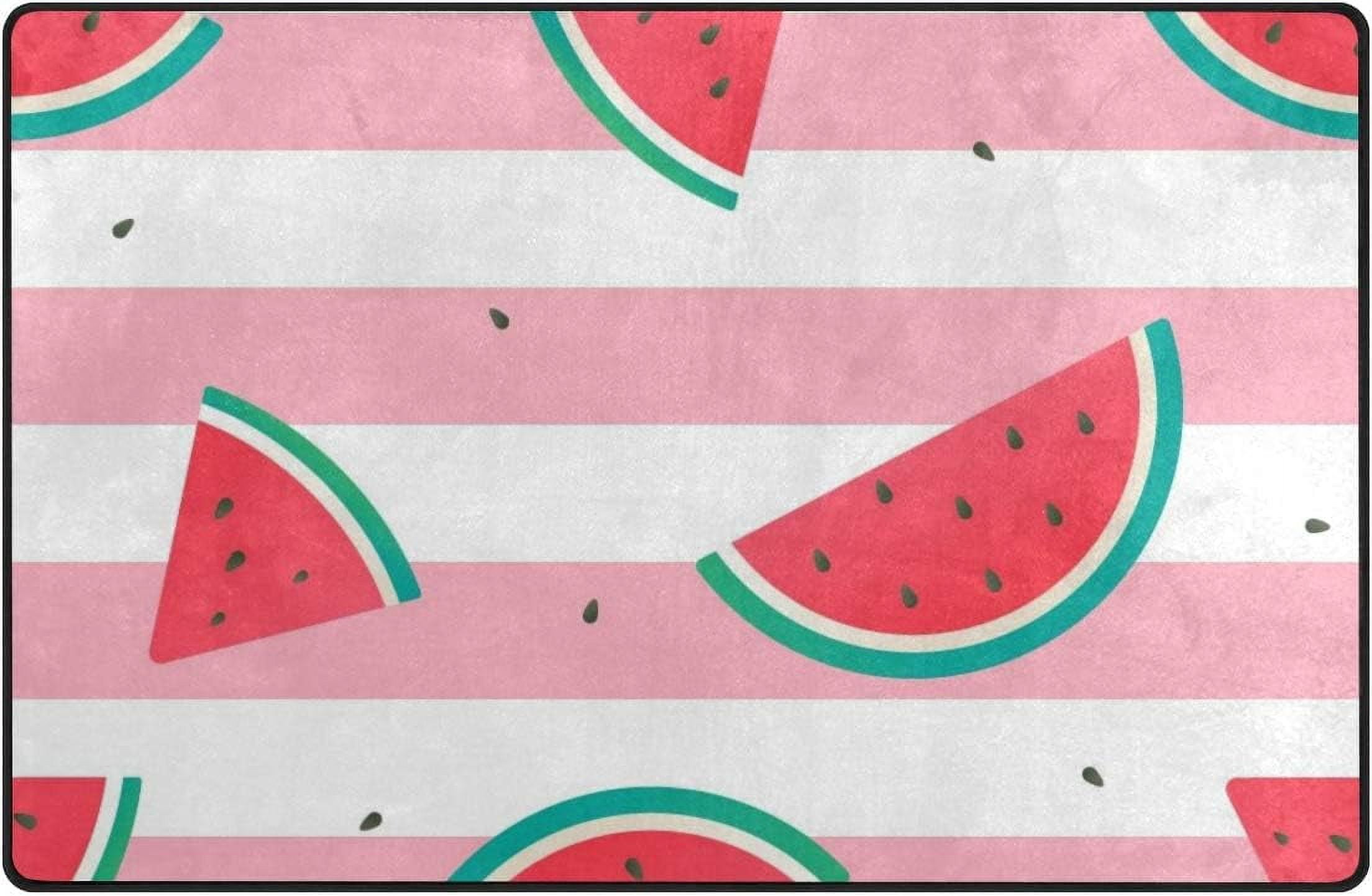 SKYSONIC Lightweight Soft Area Rugs Watermelon Slices Pink and White ...