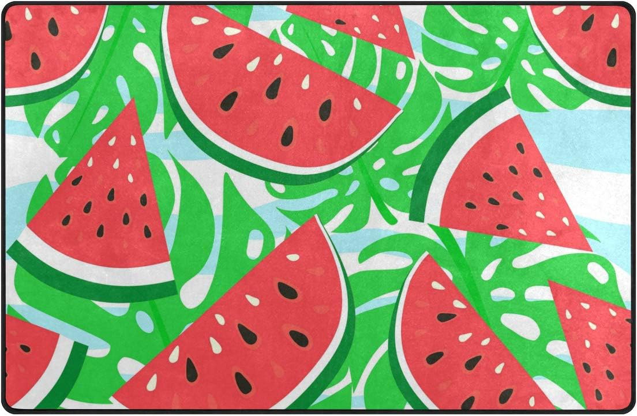 SKYSONIC Lightweight Soft Area Rugs Watermelon with Green Leaves Floor ...