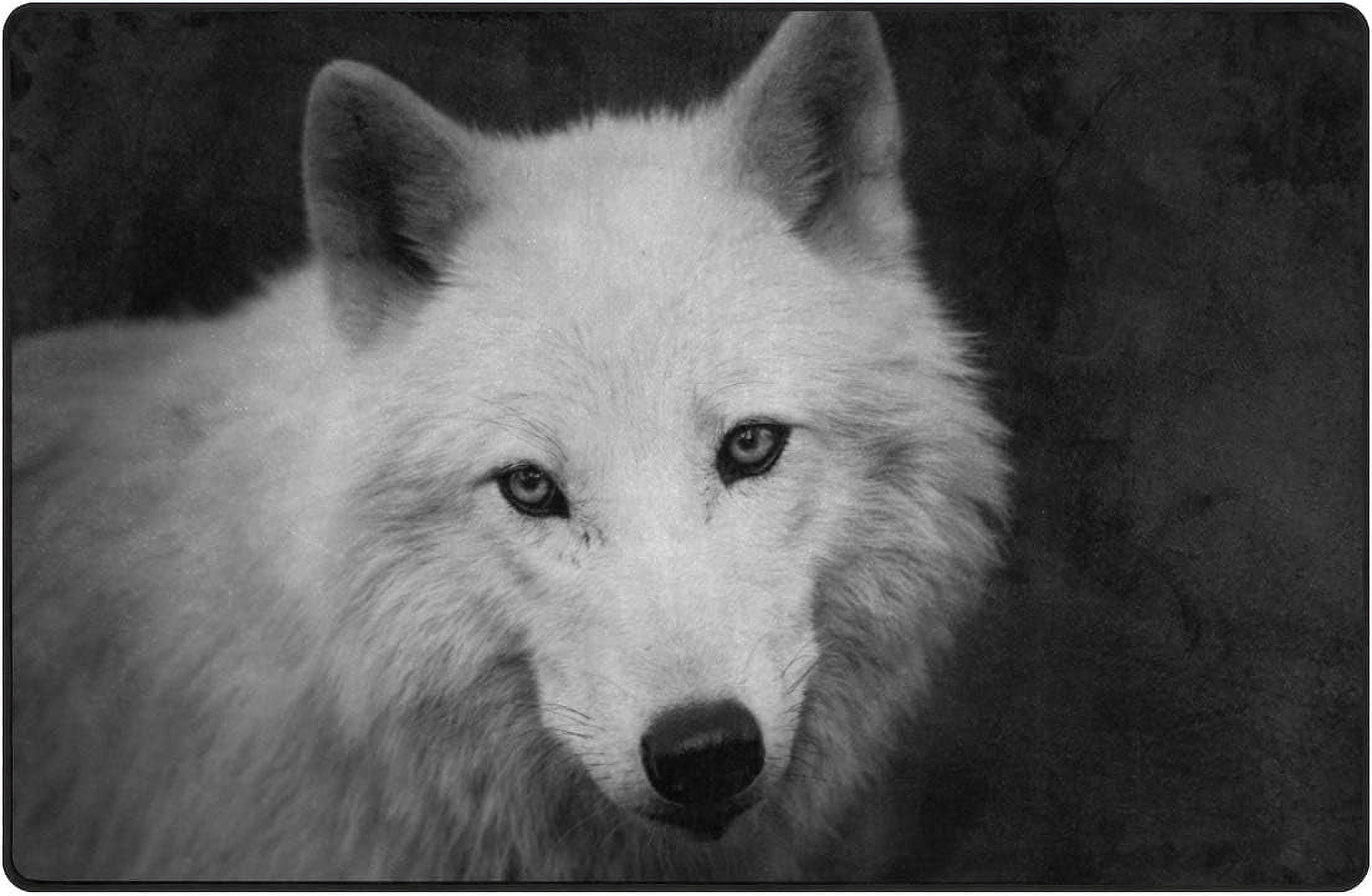SKYSONIC Lightweight Soft Area Rugs White Wolf Floor Mat for Kids ...