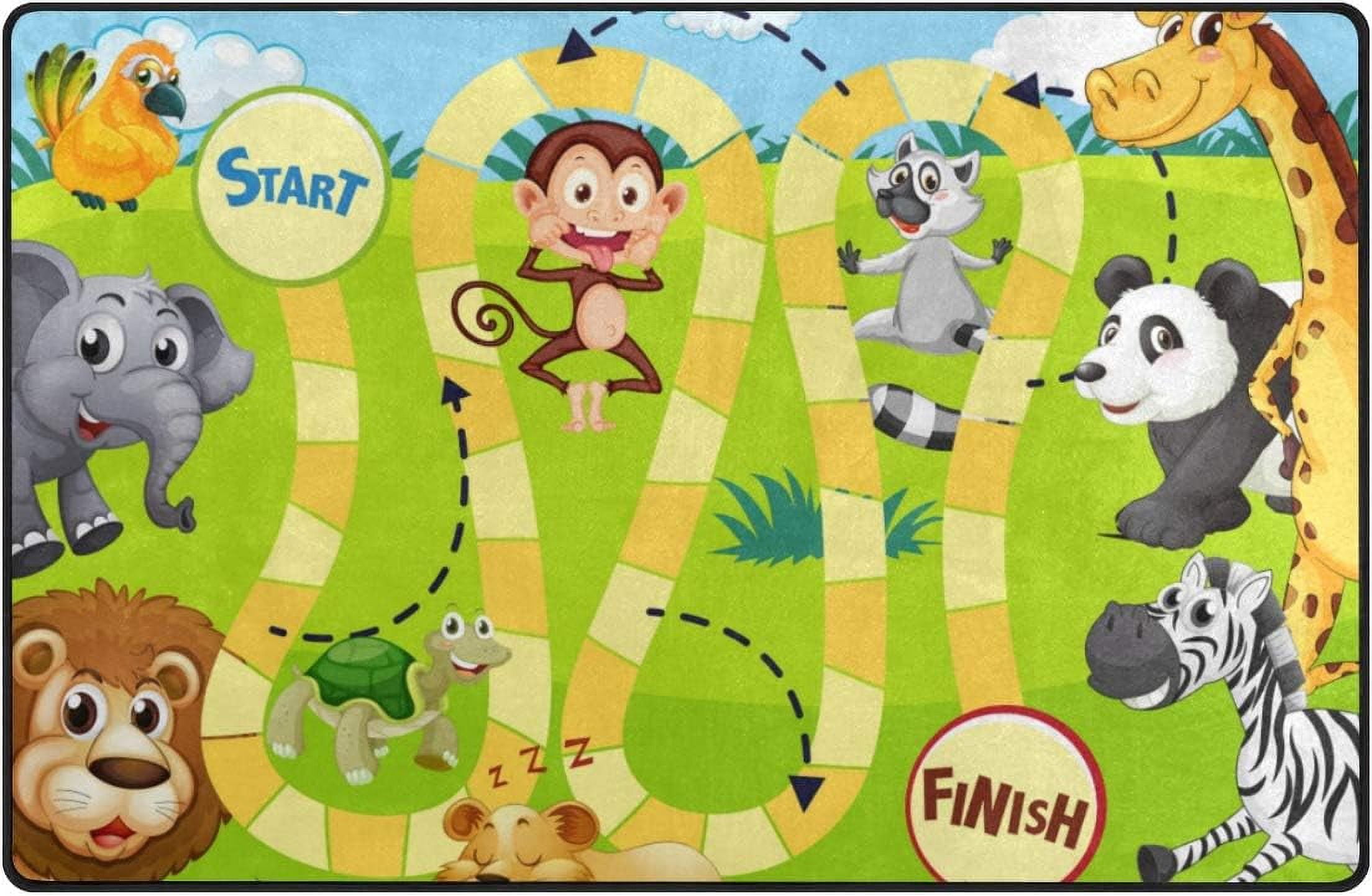 SKYSONIC Lightweight Soft Area Rugs Wild Animals Game Floor Mat for ...
