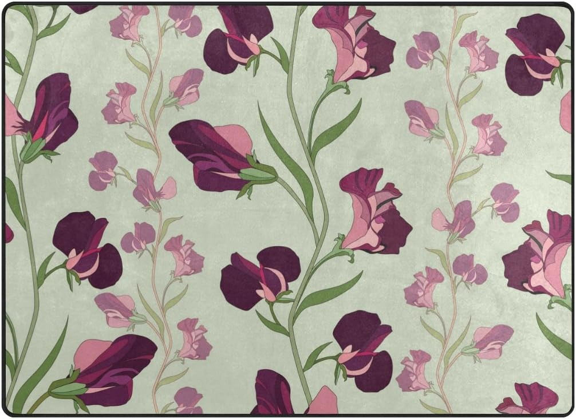 SKYSONIC Lilac Pink Sweet Pea Area Rug Pad - 63 x 48 inch - 100% Light ...