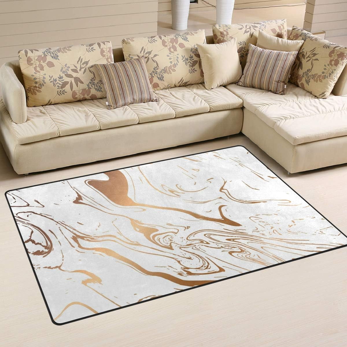 SKYSONIC Liquid Marble Texture Design Area Rug Carpet for Living Room ...