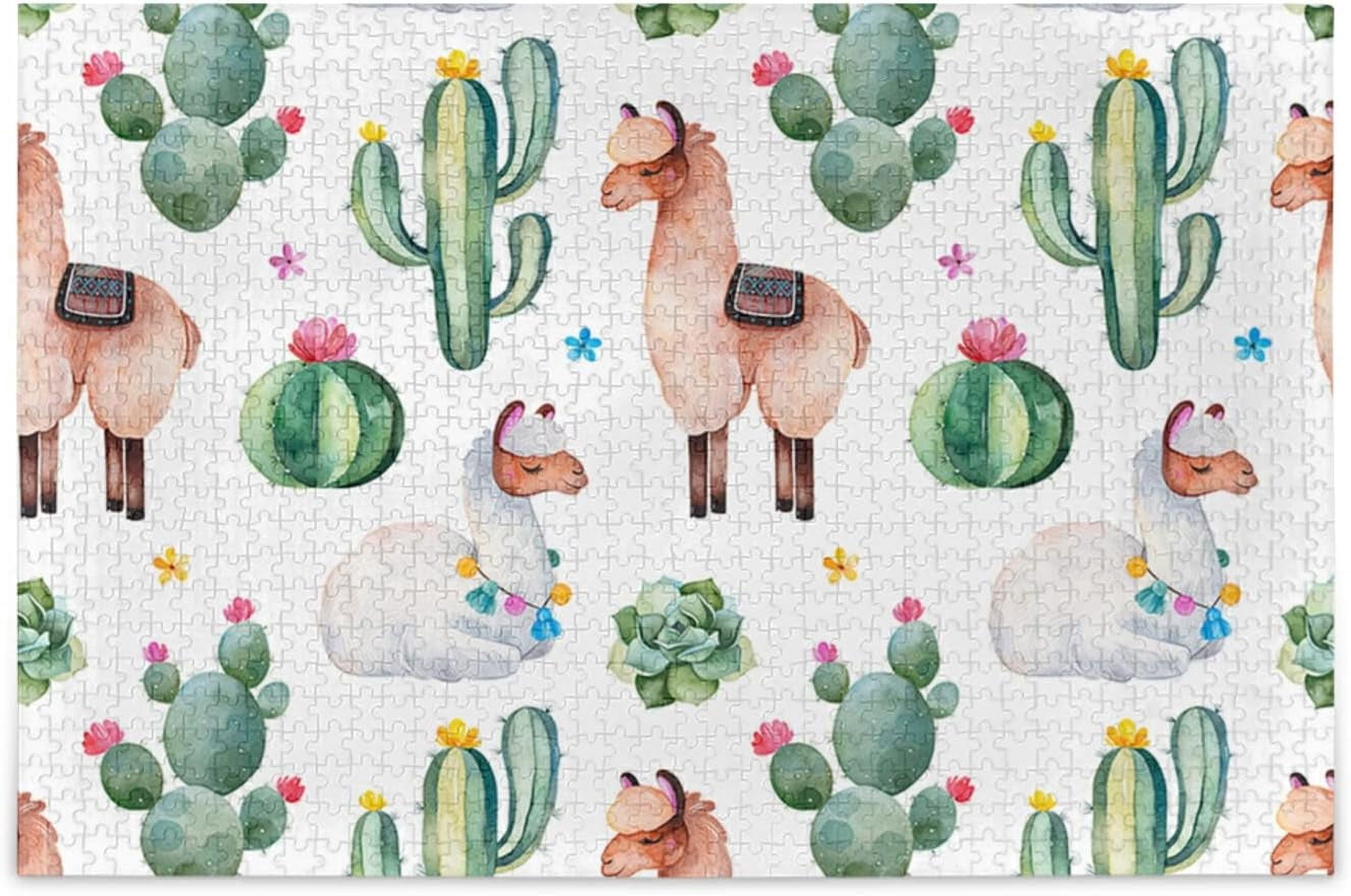 SKYSONIC Llama Cactus Jigsaw Puzzles for Adults 500 Piece Challenging ...