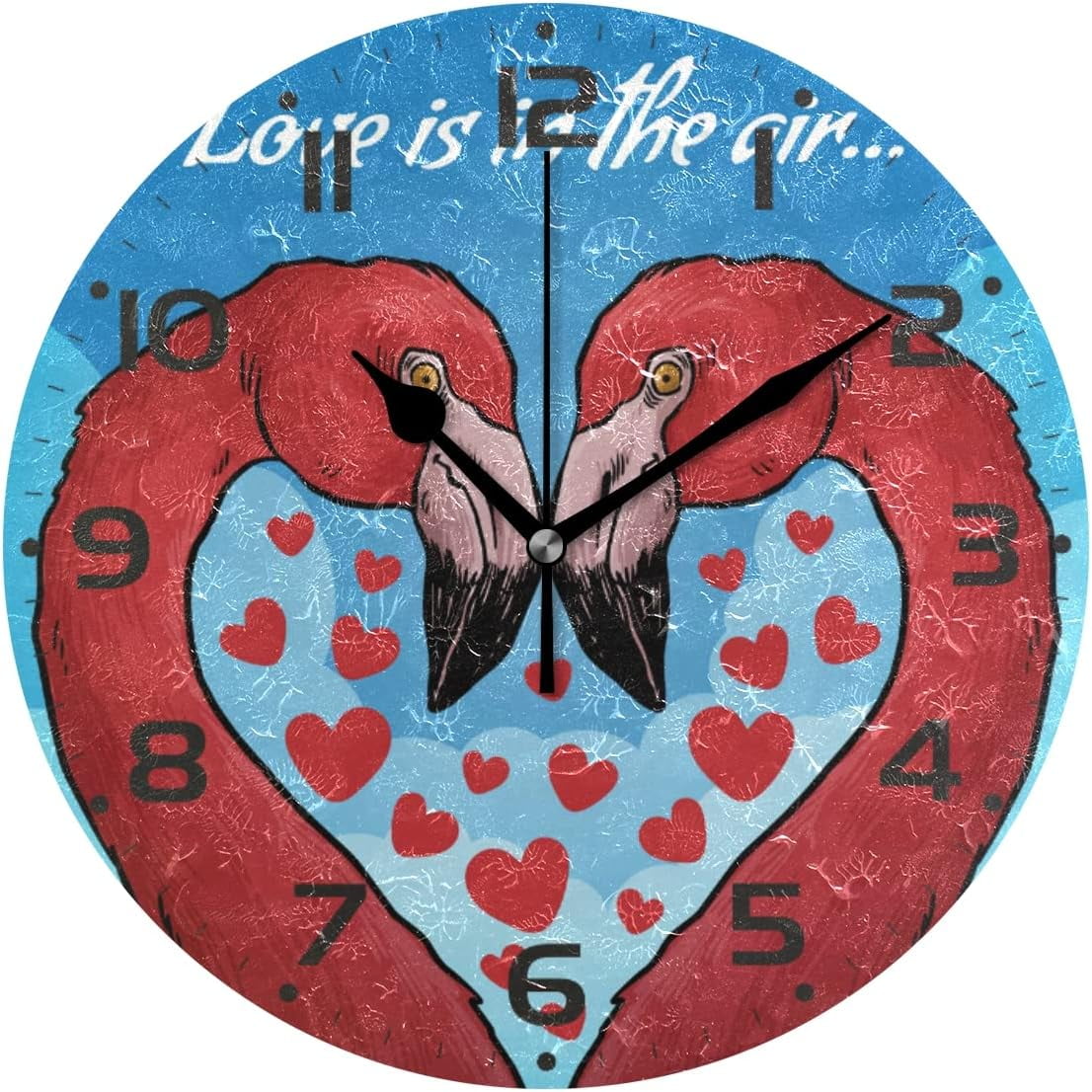 SKYSONIC Lover Flamingo Wall Clock 10 Inch Silent Non Ticking Round ...