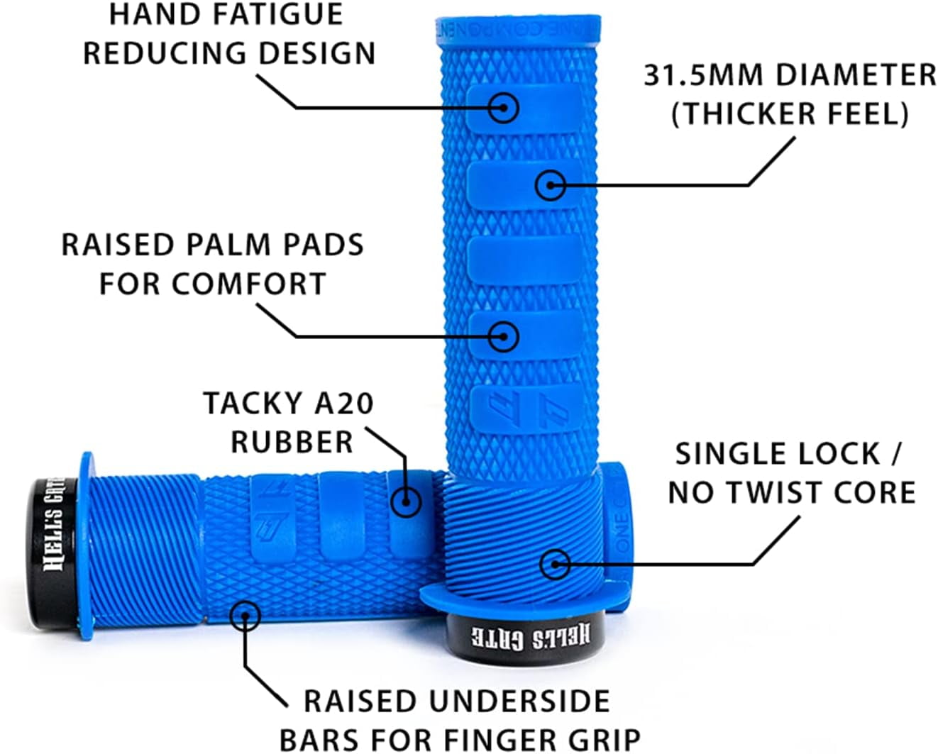 SKYSONIC MTB Grips, Lock-on, ippy/Tacky, Cushioned - Hell's Gate Grips ...