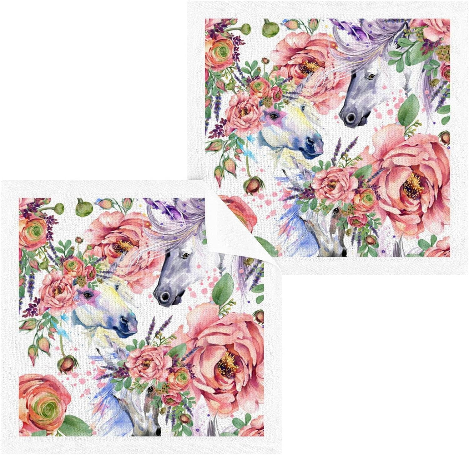 SKYSONIC Magic Unicorn Rose Wash Cloths 6 Pack - 12 x 12 Inch Super Soft Washcloths for Your ...