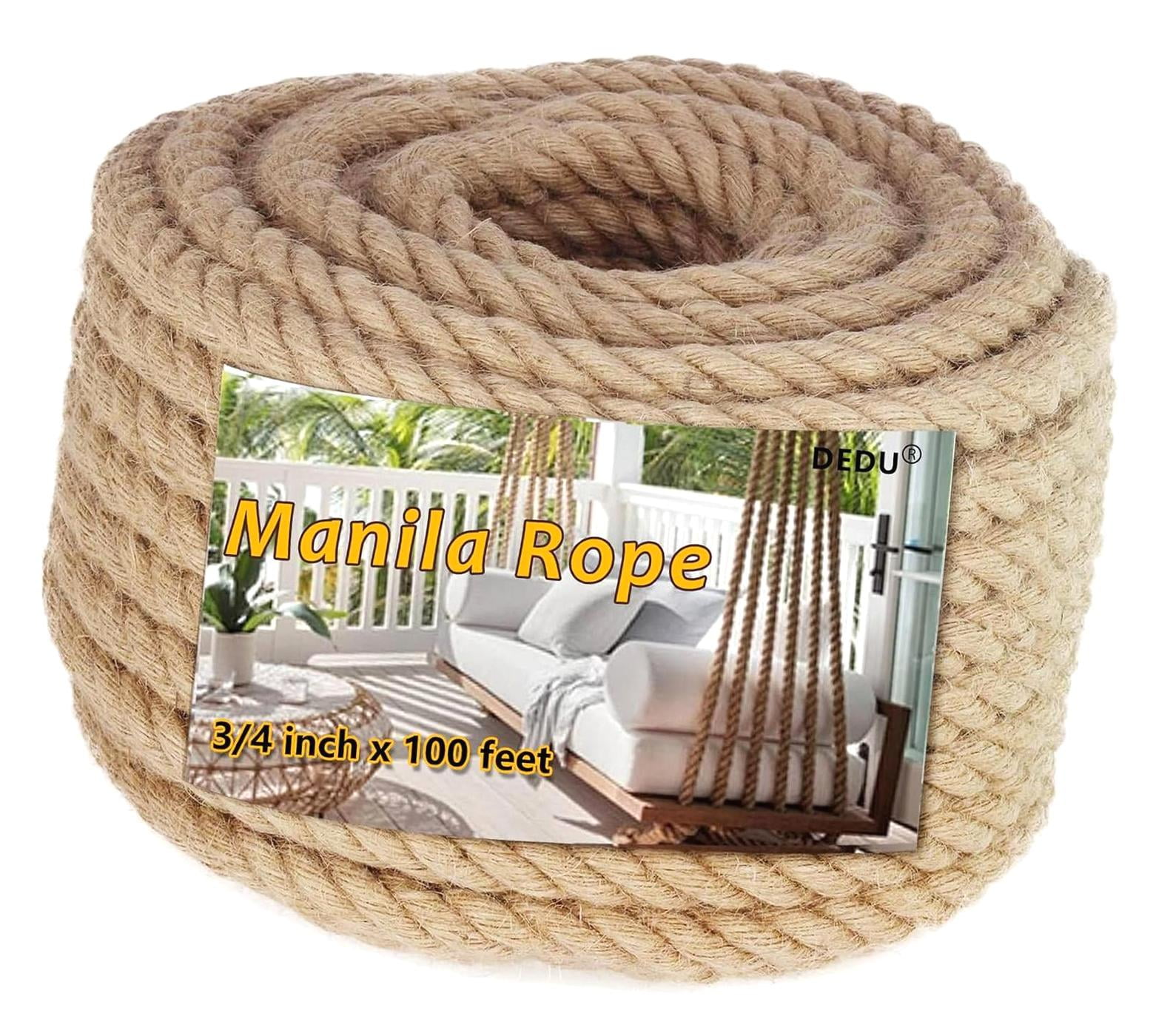 SKYSONIC Manila Rope 3/4 Inch X 100 Ft, Natural Rope 4 Strand Twisted ...