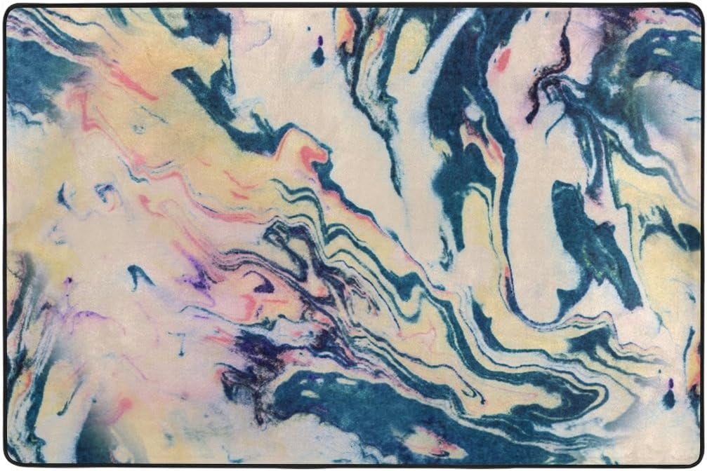 SKYSONIC Marble Colorful Art Area Rug Pad 24x36 Inch 100% Light Weight ...