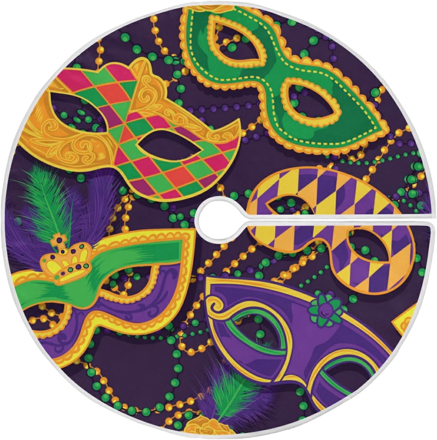 SKYSONIC Mardi Gras Carnival Tree Skirt Mardi Gras Masquerade Beaded ...