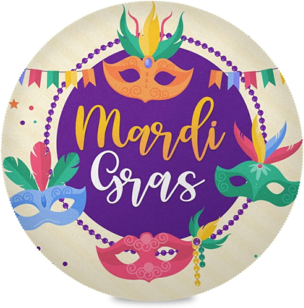 SKYSONIC Mardi Gras Round Placemats for Dining Table Non-Slip Heat ...