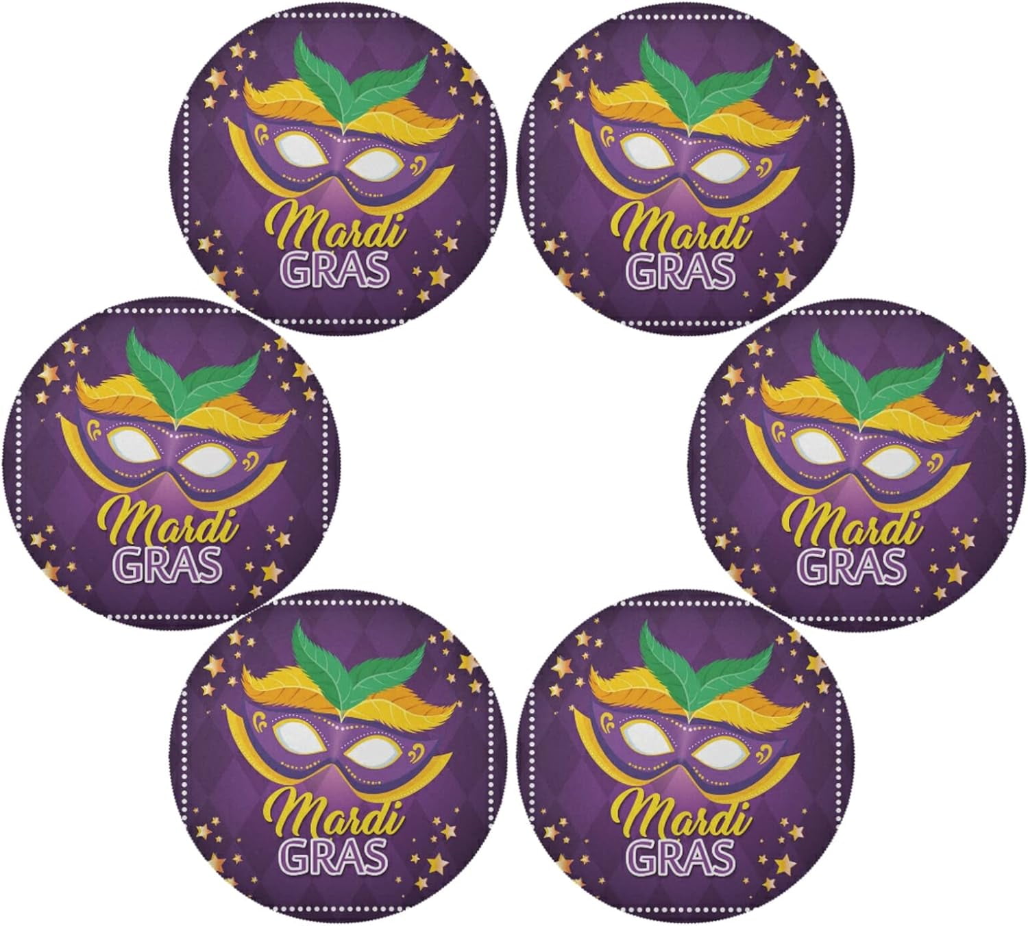SKYSONIC Mardi Gras Round Placemats for Dining Table Non-Slip Heat ...