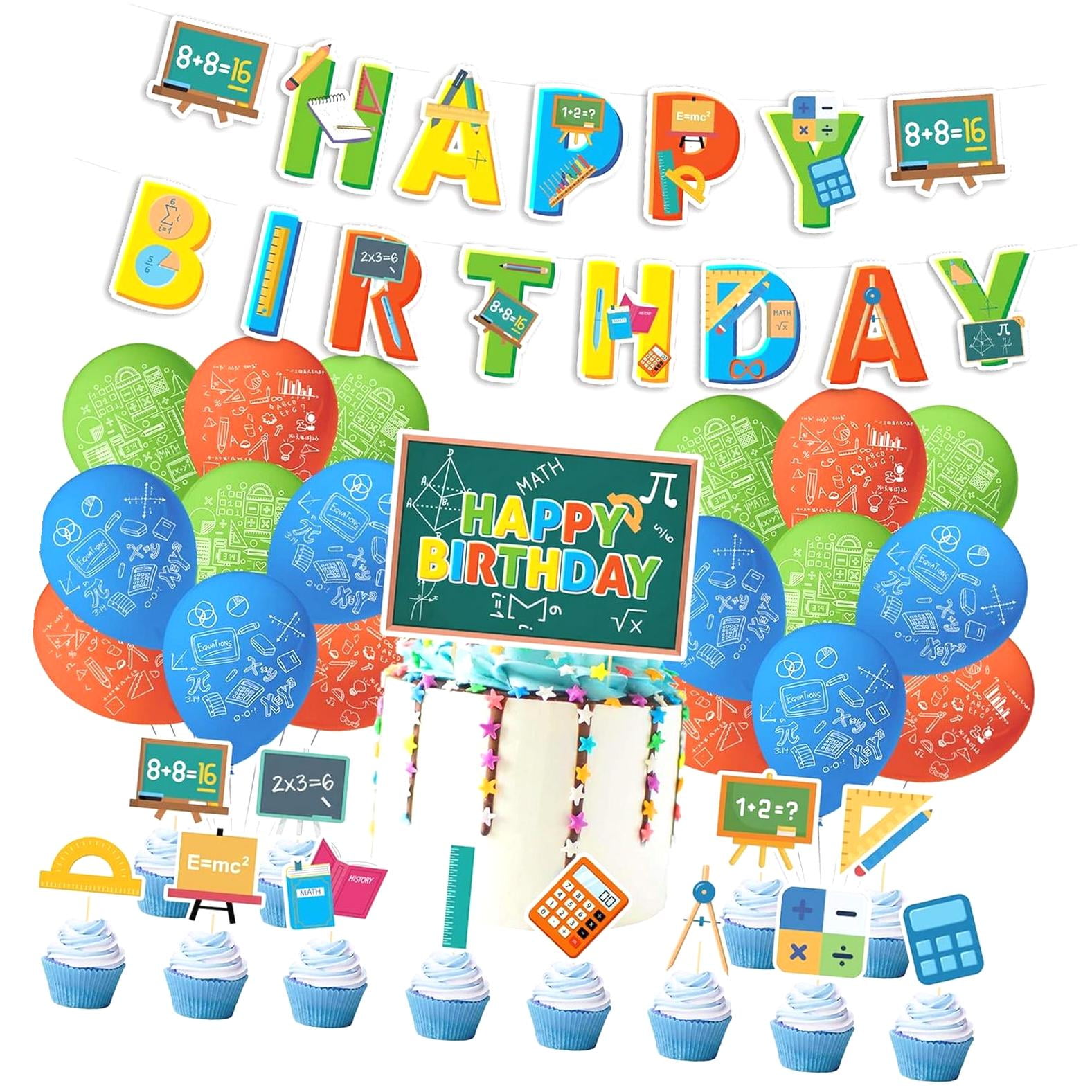 SKYSONIC Math Party Decorations Math Birthday Party Supplies Includes ...