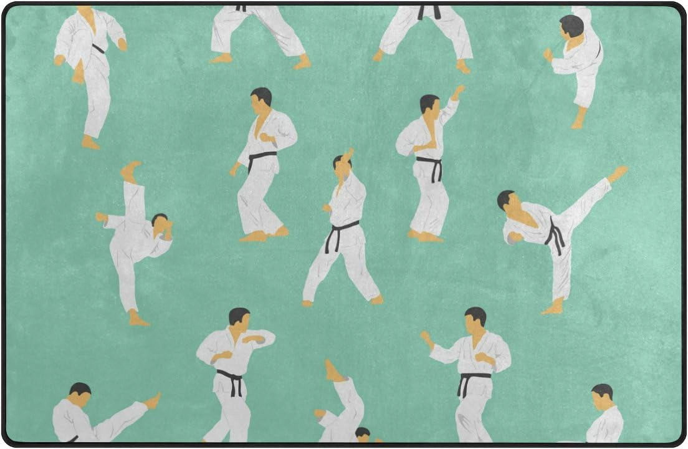 SKYSONIC Men Showing Karate Area Rug Pad 60x39 inch, 100% Light Weight ...