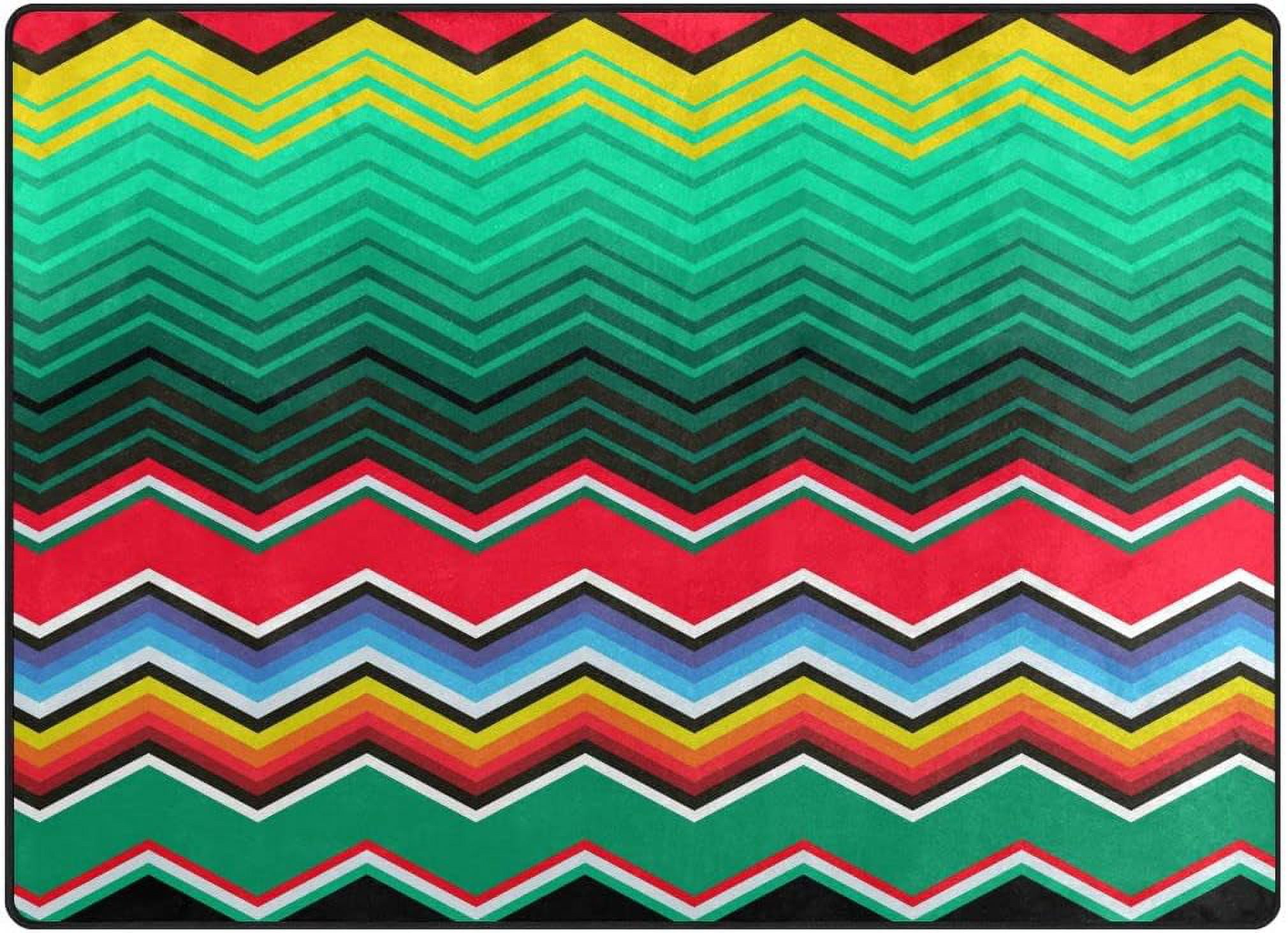 SKYSONIC Mexican Serape Stripes Area Rug 4'x5' Pet & Child Friendly ...