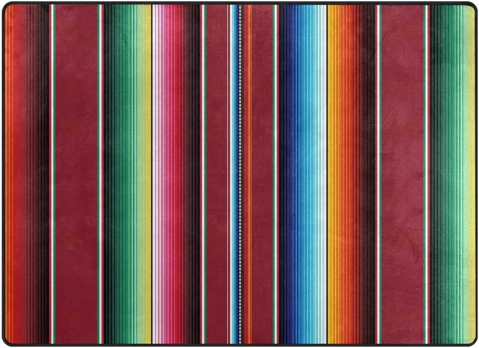 SKYSONIC Mexican Serape Stripes Area Rug 4'x5' Pet & Child Friendly ...