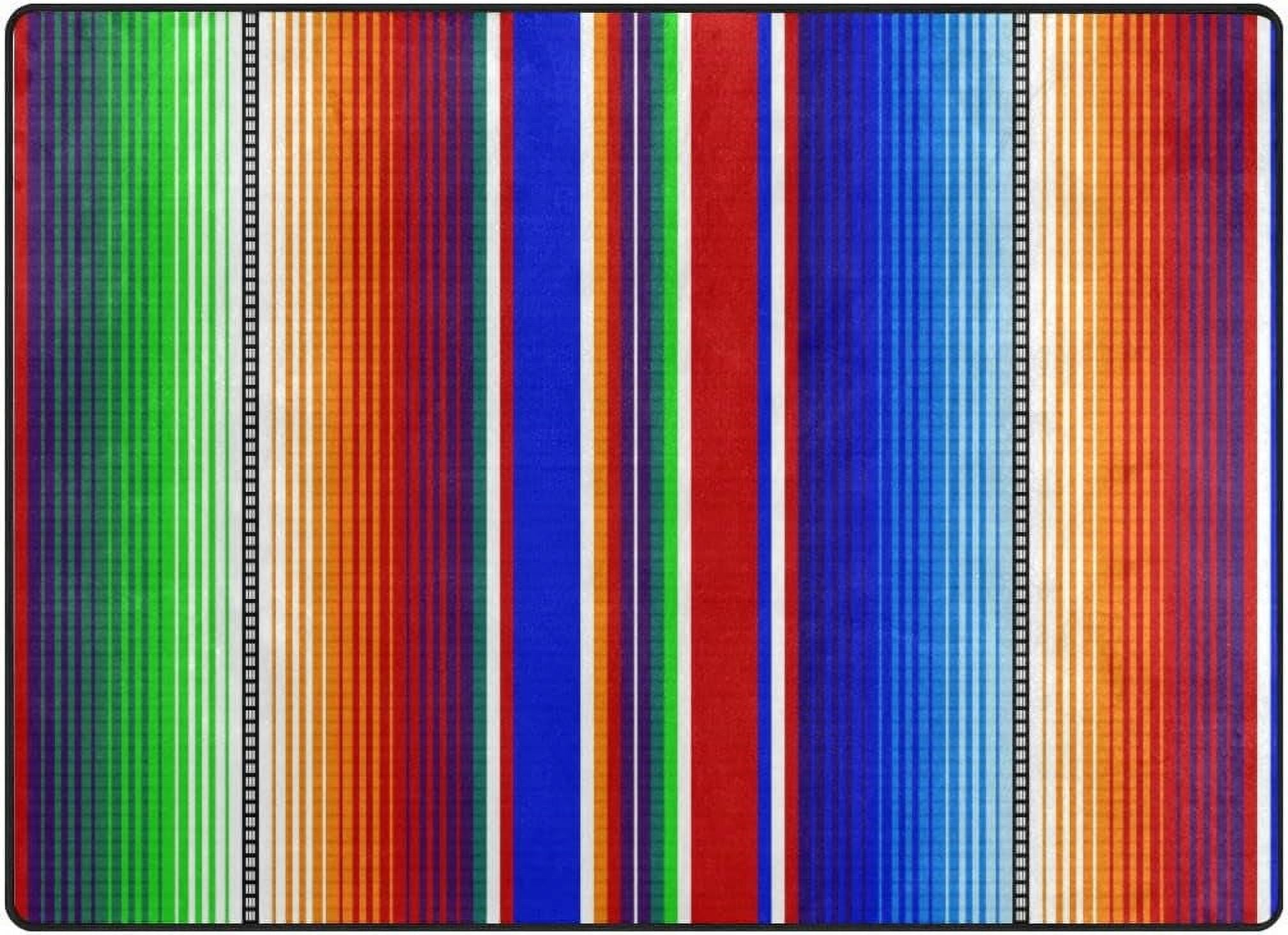 SKYSONIC Mexican Serape Stripes Area Rug 4'x5' Pet & Child Friendly ...