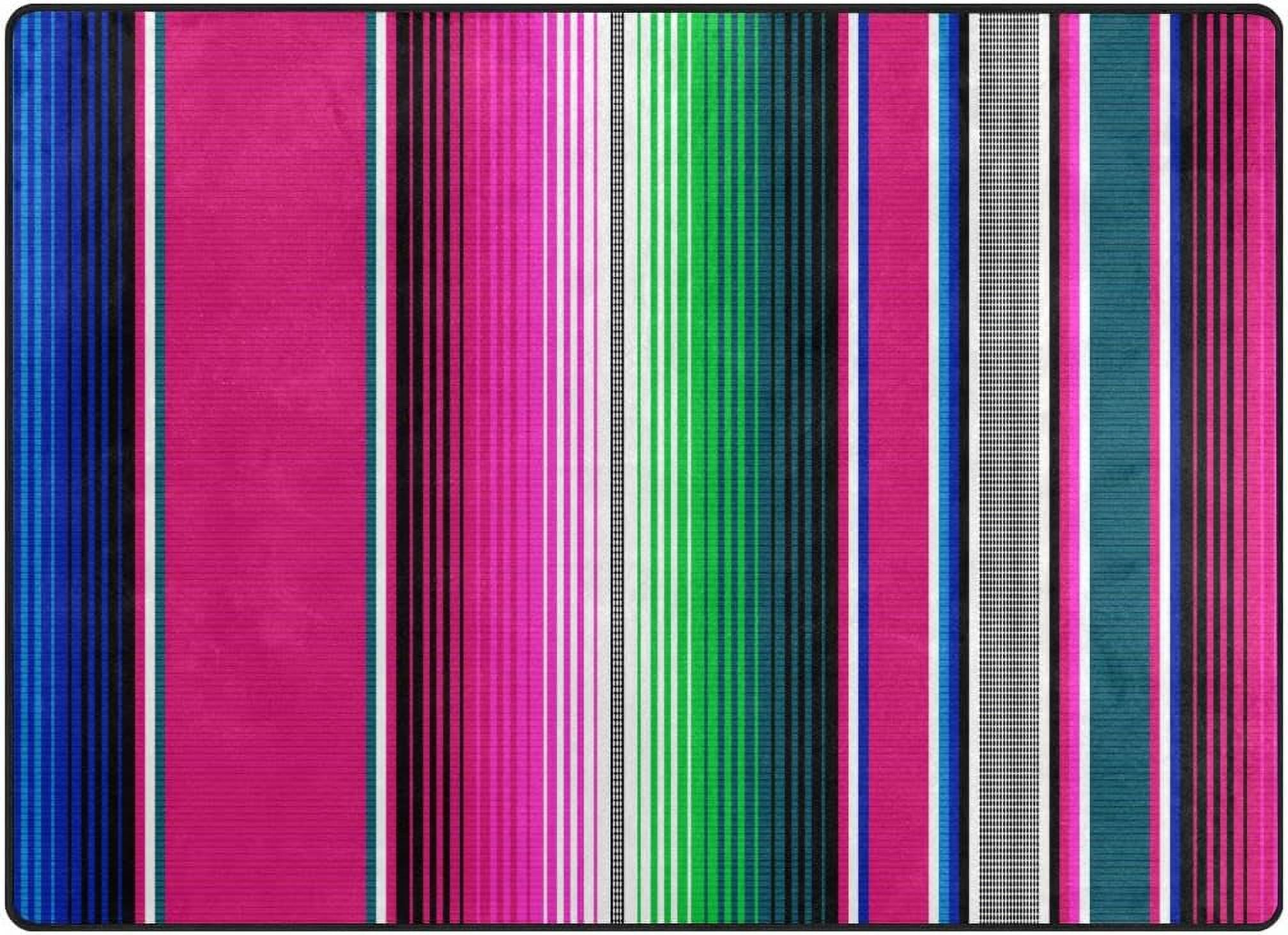 SKYSONIC Mexican Serape Stripes Area Rug 80"x58" Pet & Child Friendly ...
