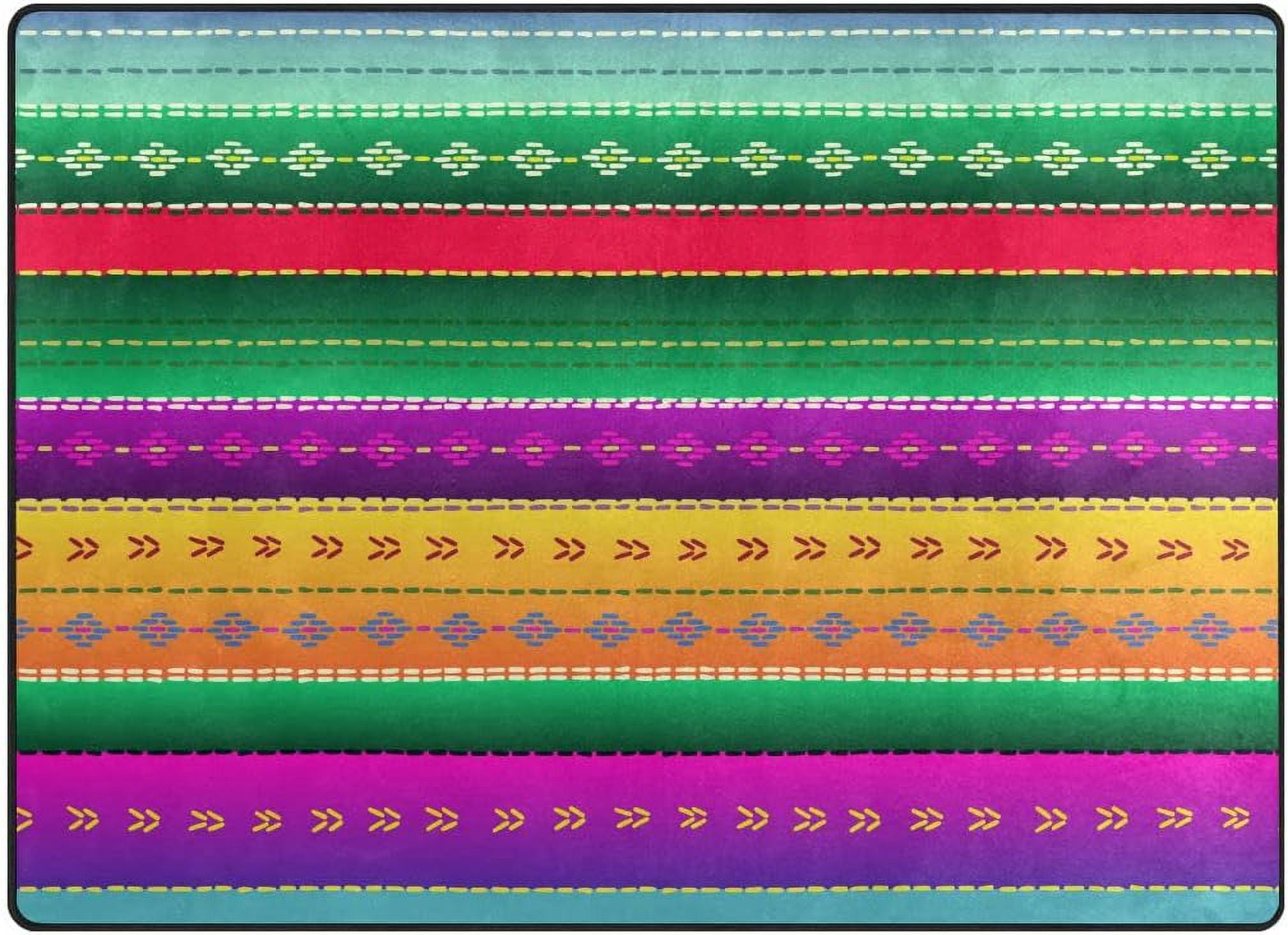 SKYSONIC Mexican Serape Stripes Area Rug 80"x58" Pet & Child Friendly ...