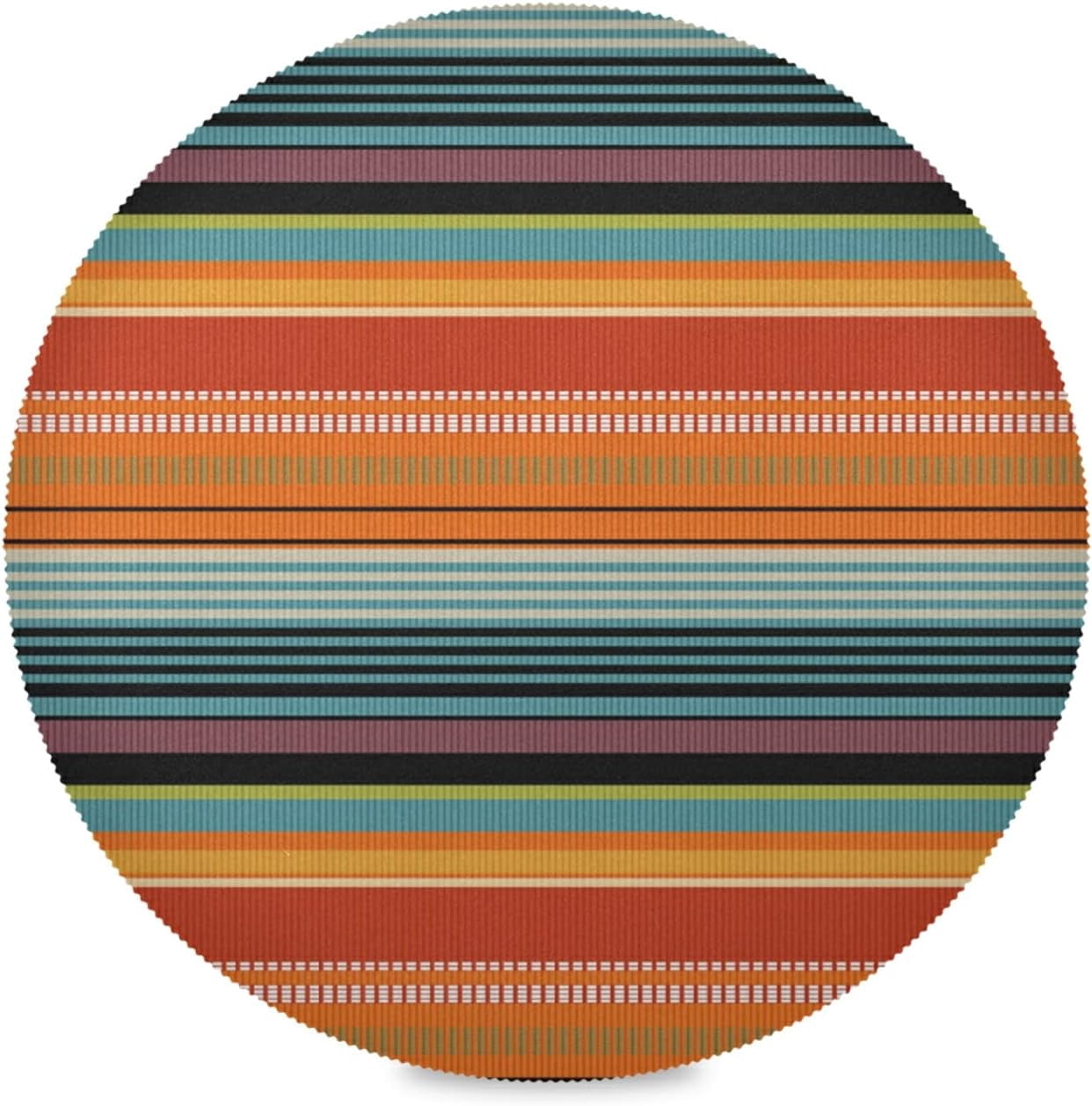 SKYSONIC Mexican Serape Stripes Round Placemats for Dining Table Non ...