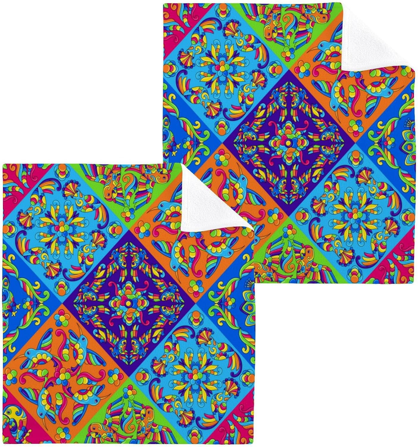 SKYSONIC Mexican Talavera Washcloths Set of 6, Highly Absorbent Soft ...