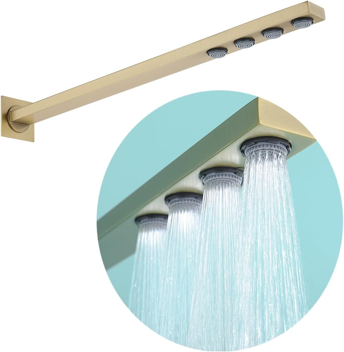 SKYSONIC Minimalist Gold Shower Head High Pressure Shower Head,Brushed ...
