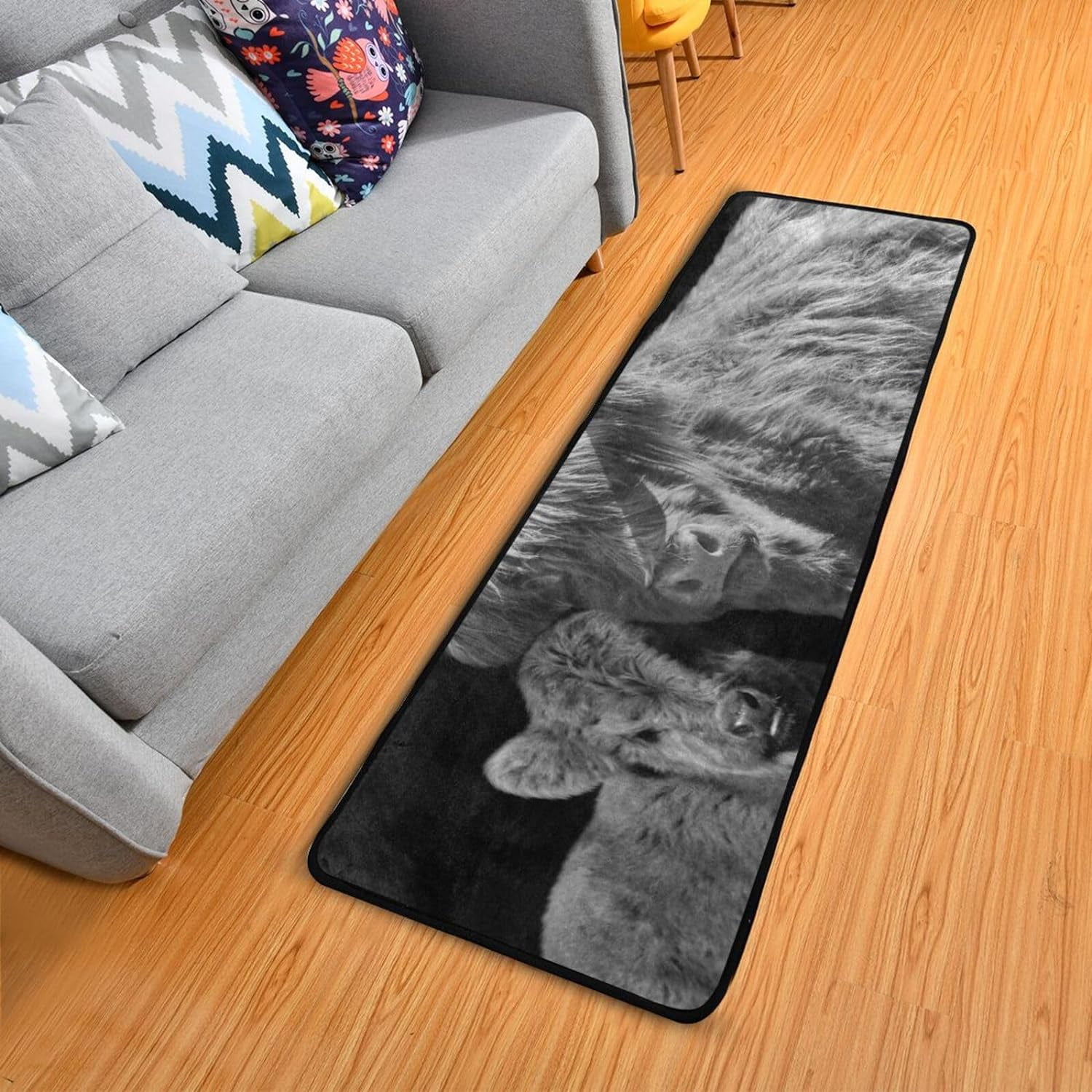 SKYSONIC Mother Highland Cattle Runner Rug, 2' x 6' Non Slip with ...