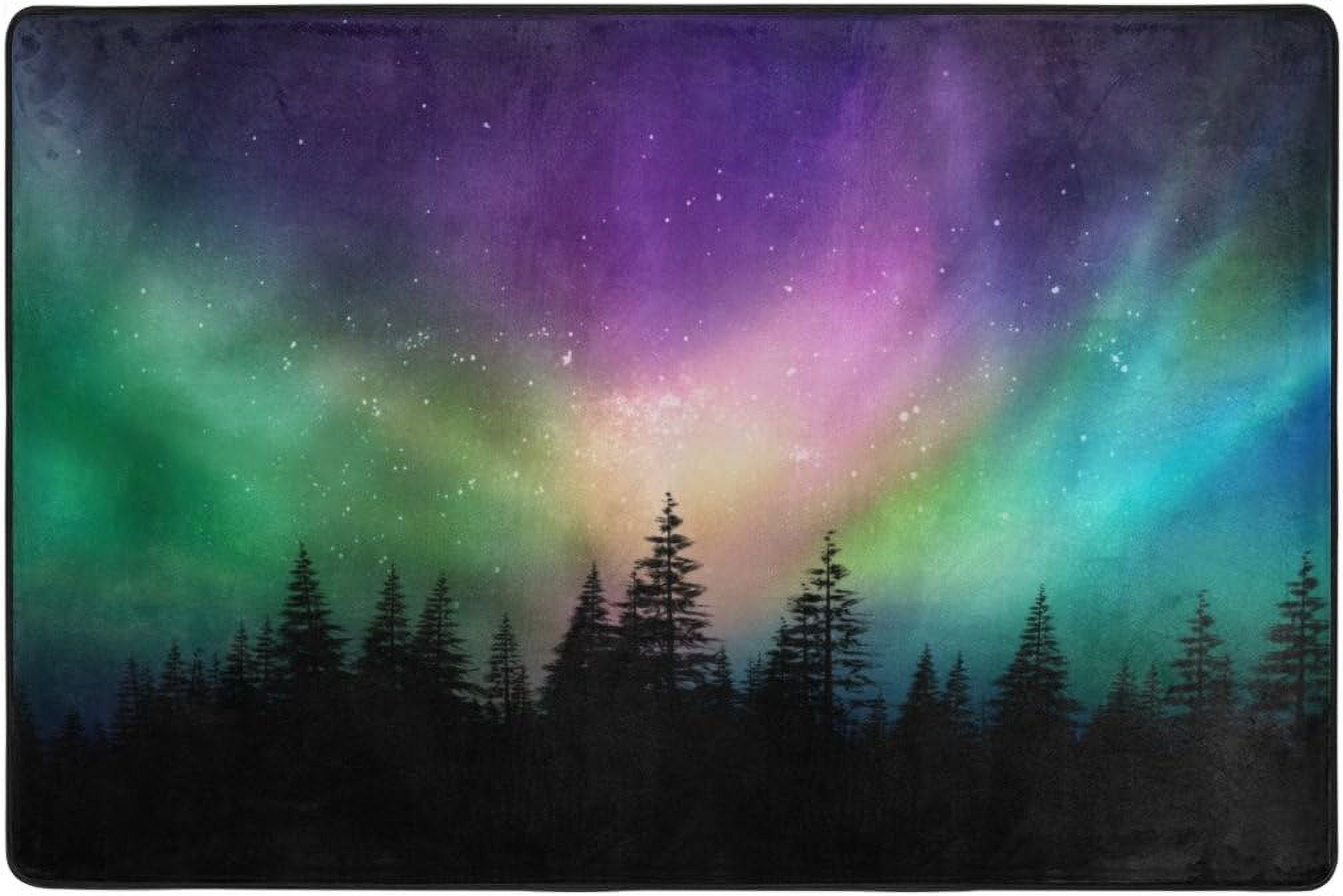 SKYSONIC Multicolor Northern Lights Lightweight Carpet Mats Area Soft ...