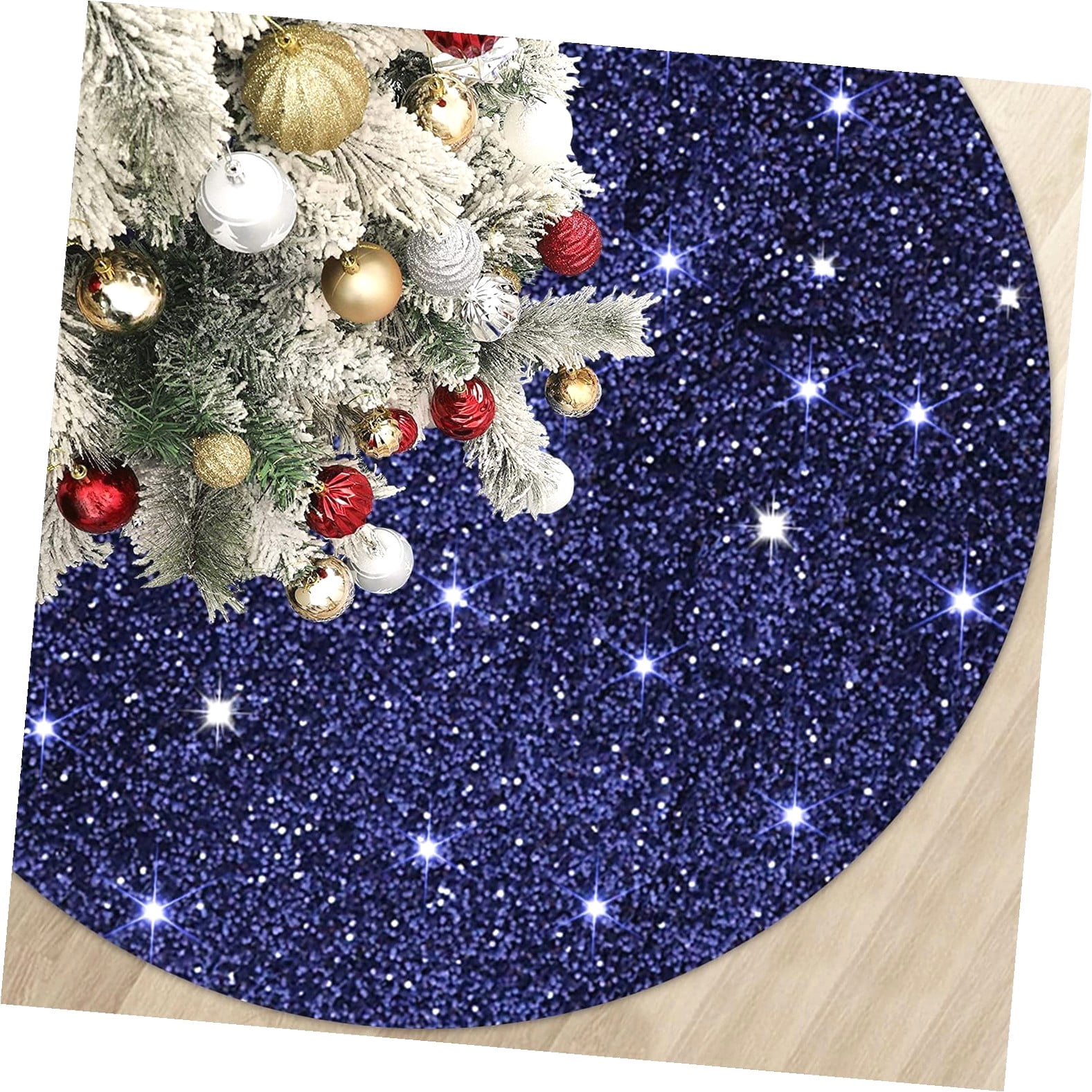 SKYSONIC Navy Blue Christmas Tree Skirt 21 Inch Sparkle Tree Skirts for ...