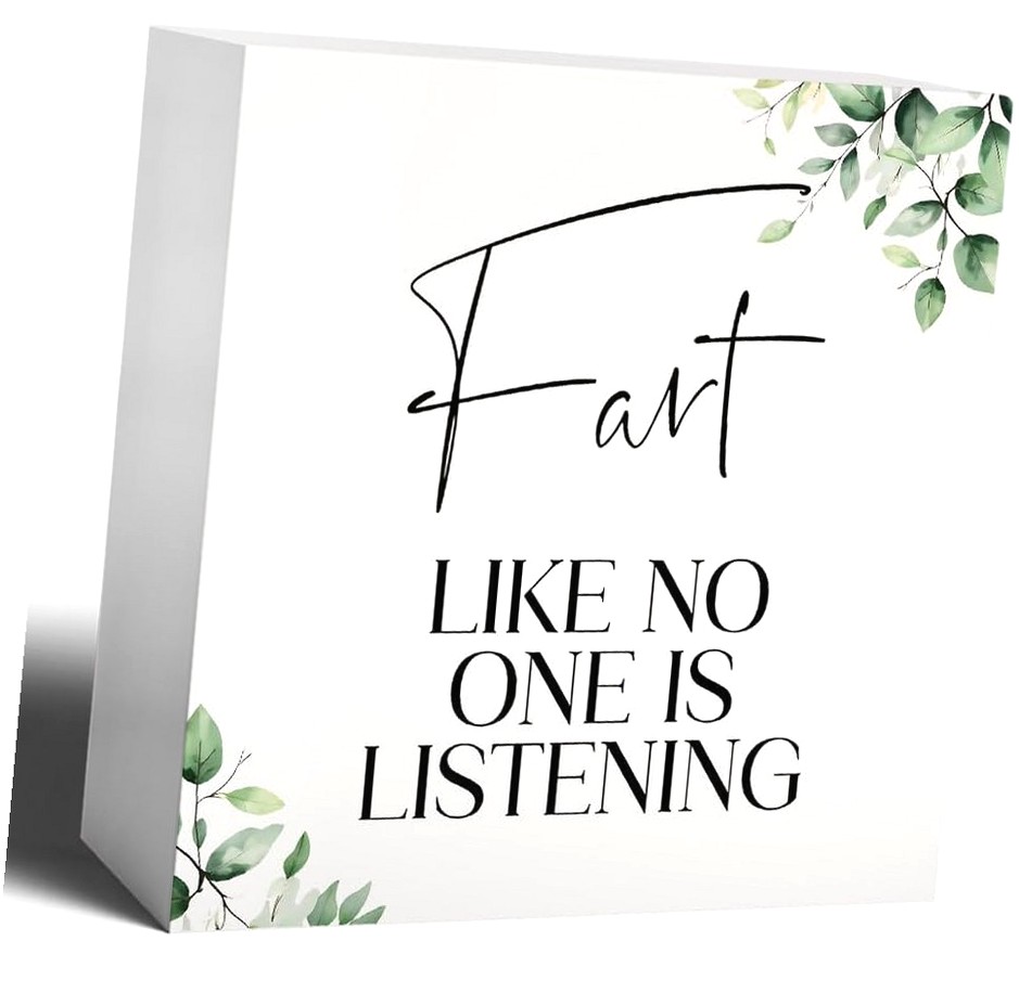 SKYSONIC No One Is Listening Funny Bathroom Wooden Box Sign, Eucalyptus ...