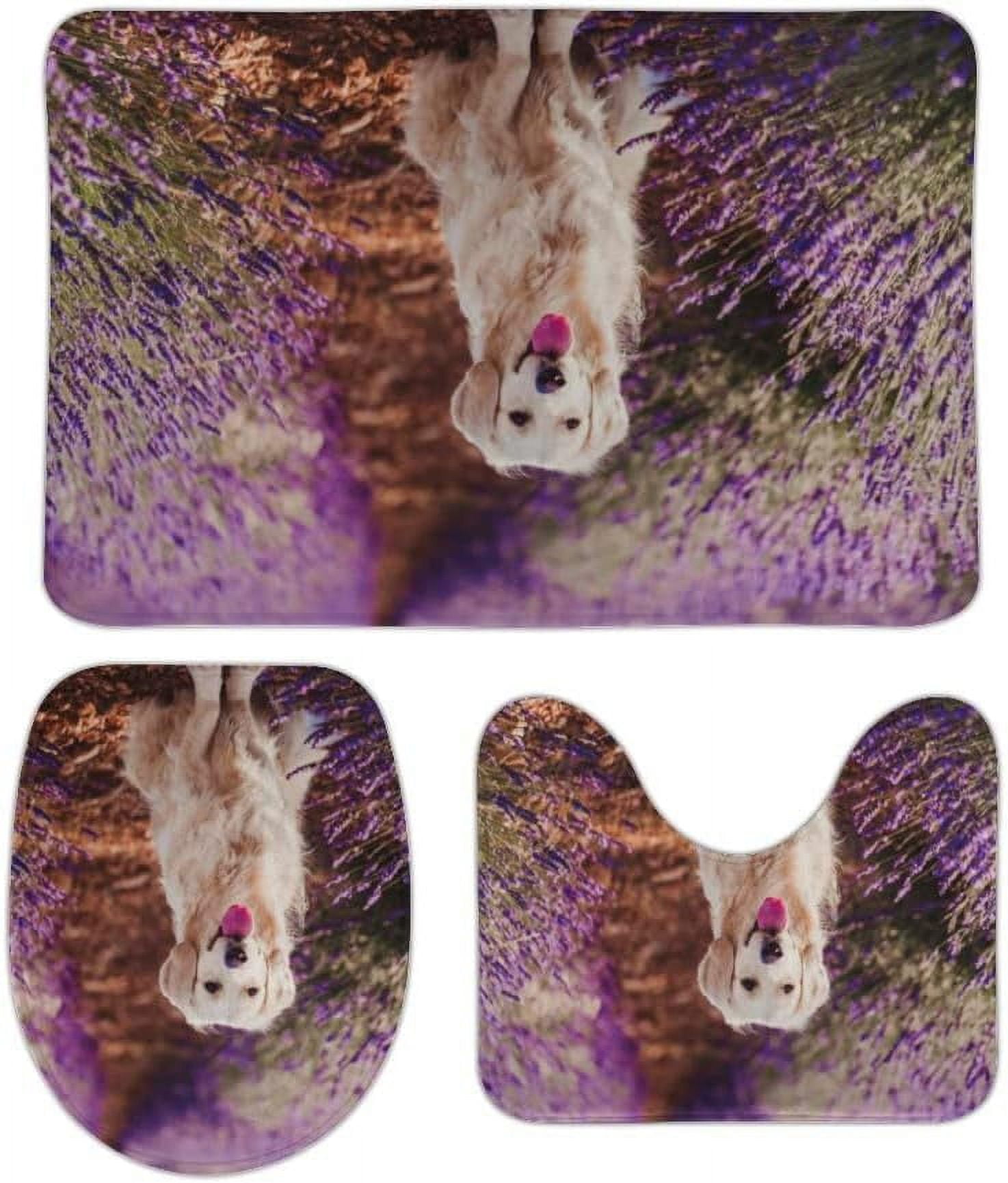 SKYSONIC Non-Slip 3 Piece Bathroom Rug Set Adorable Golden Retriever ...