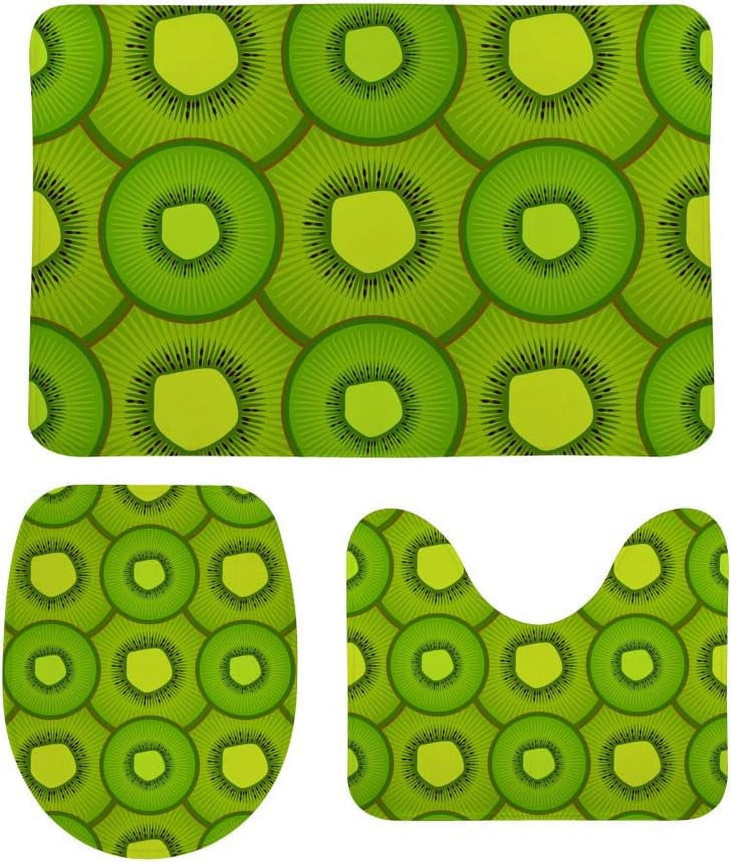 Non-Slip 3 Piece Bathroom Rug Set Kiwi Fruit Pattern Soft Contour Rug ...